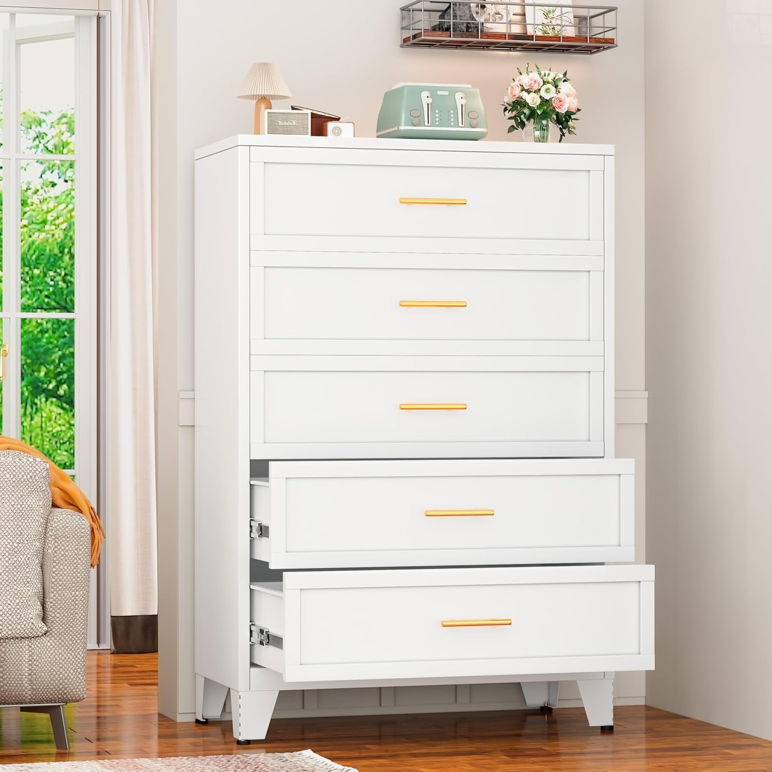 Metal Drawer Storage Cabinet 4 Drawers with Open Countertop Tall ...