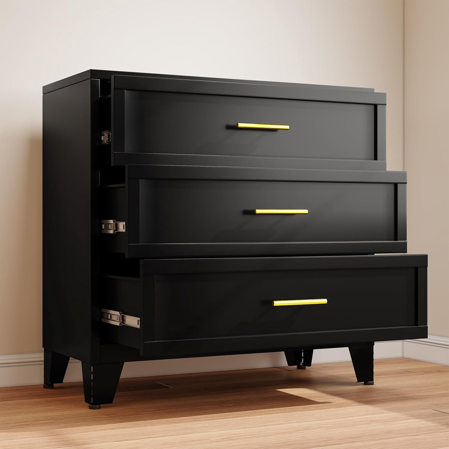 Metal Dresser, Black Small Dresser for Bedroom, 34.25" H Dressers ...