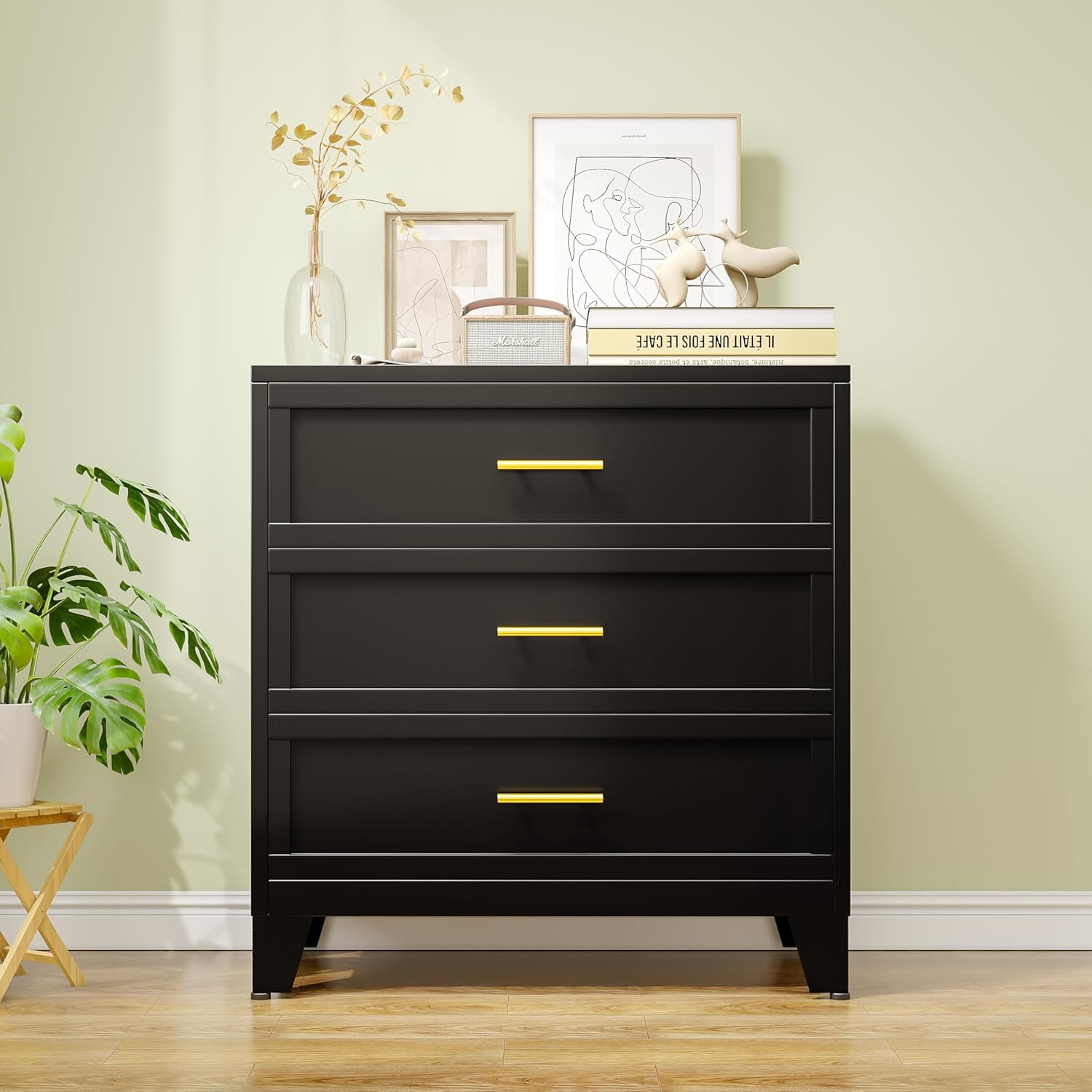 Metal Dressers with 3 Drawers,Tall Wide Deep Dresser Chest of Drawers ...