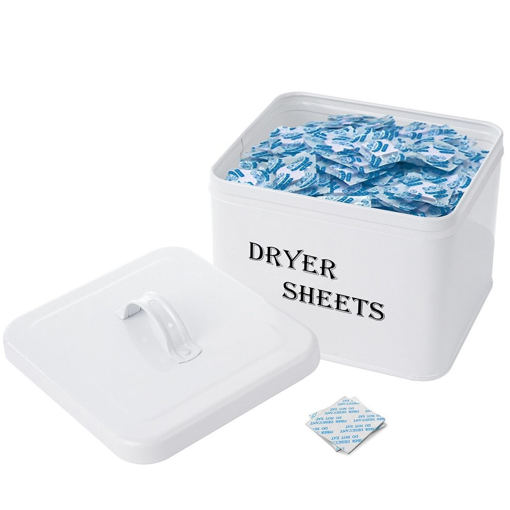 Coofit Metal Dryer Sheets Container, White, 6.7 x 5.7 x 5.2 in ...