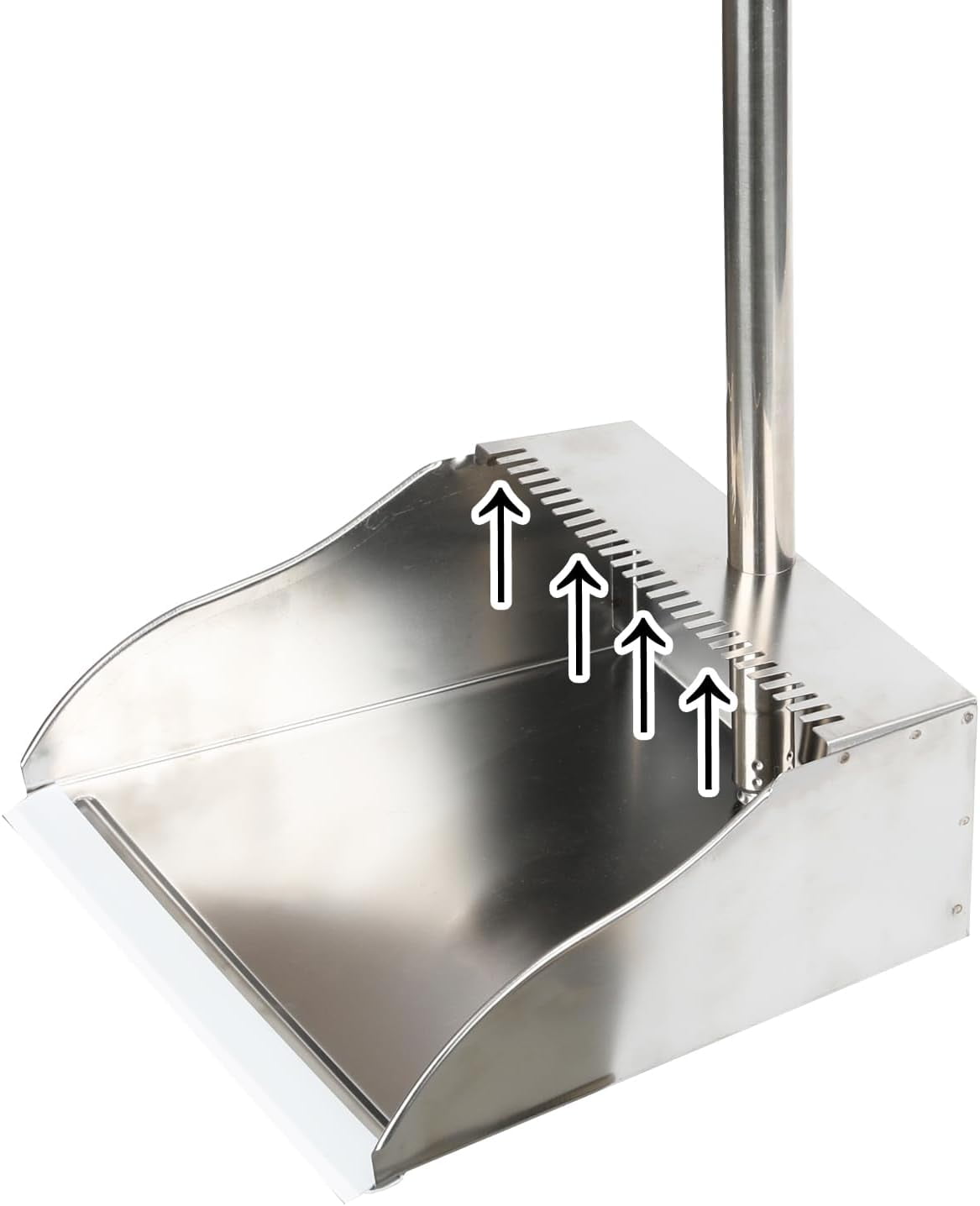 Metal Dustpan Long Handle Stainless Steel Dustpan,Heavy Duty Standing ...