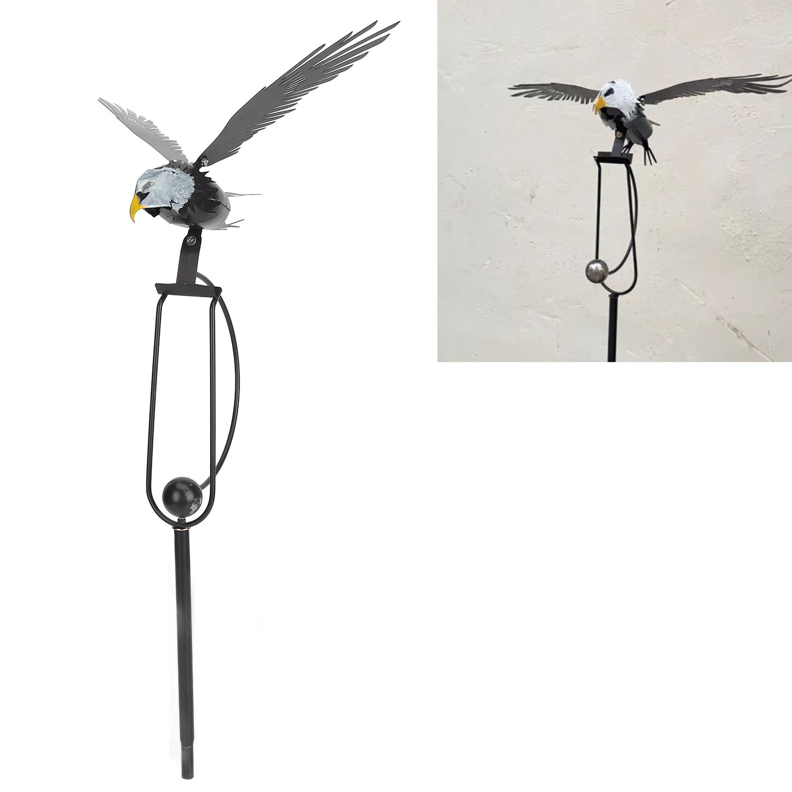 Metal Eagle Statue Balance Bird Garden Rocker Wind Sculpture Garden ...