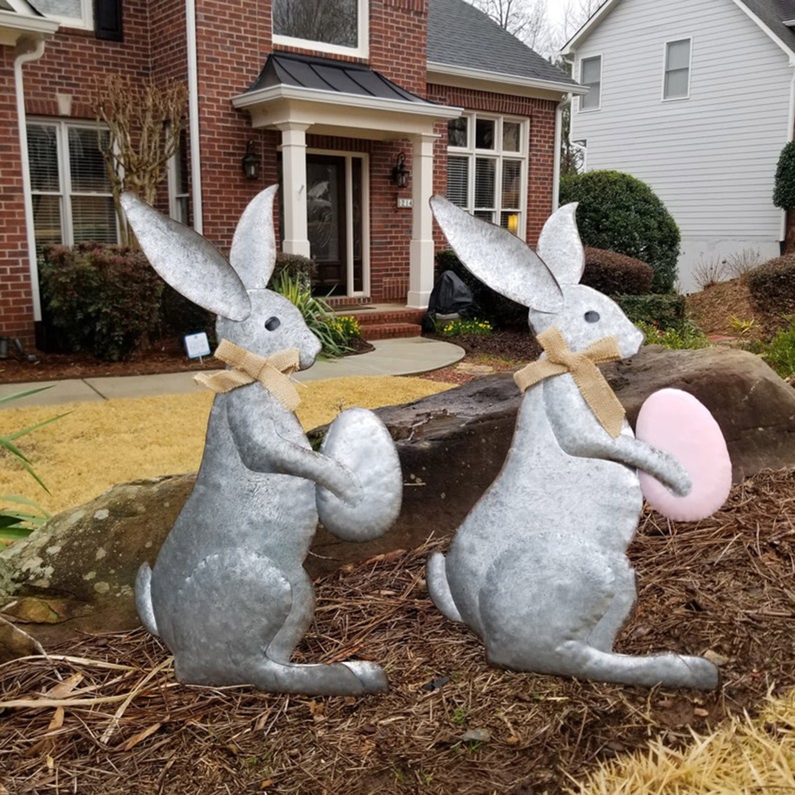 Metal Easter Rabbit Decor, Indoor Outdoor Standing Easter Bunny Decor ...