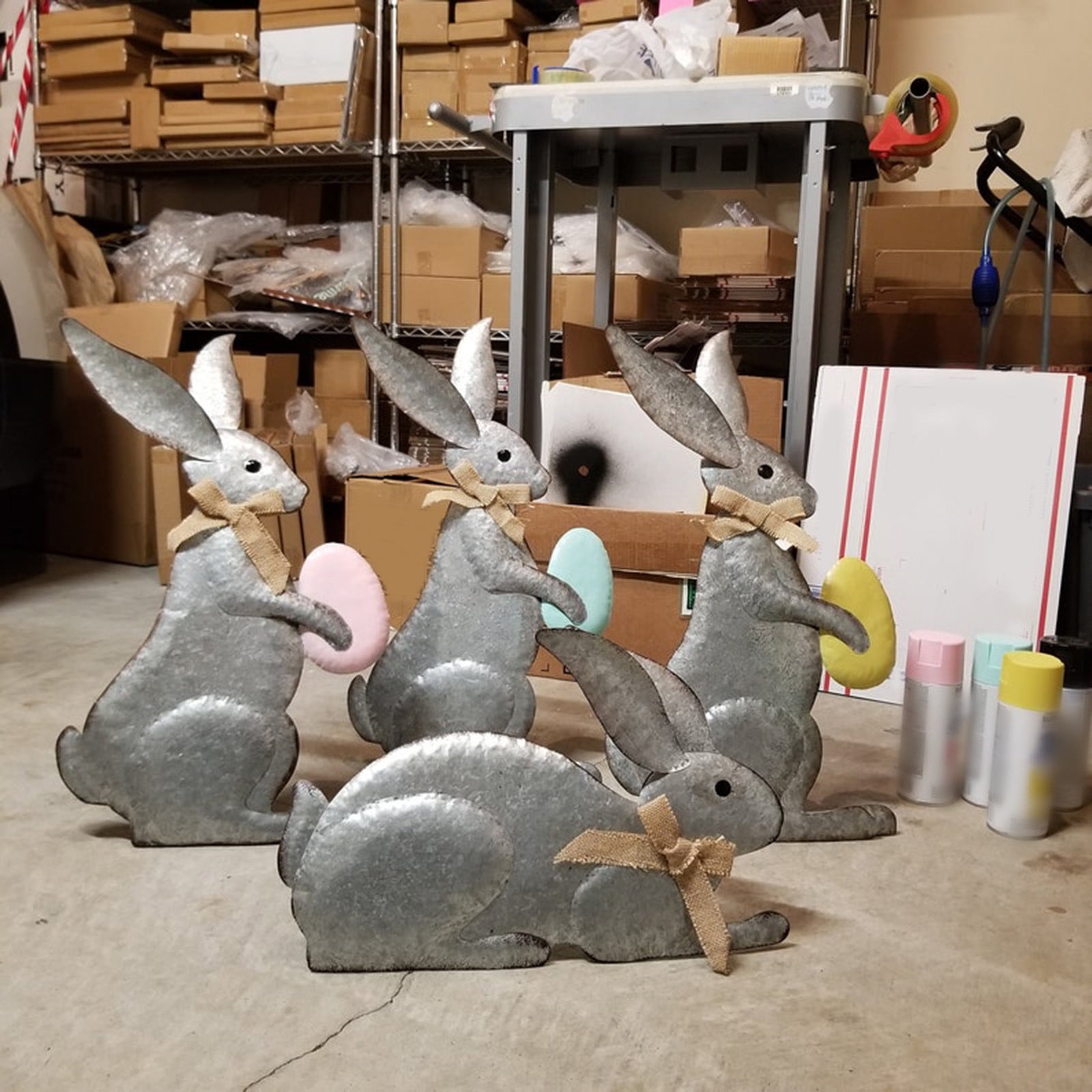 Metal Easter Rabbit Decor, Indoor Outdoor Standing Easter Bunny Decor ...