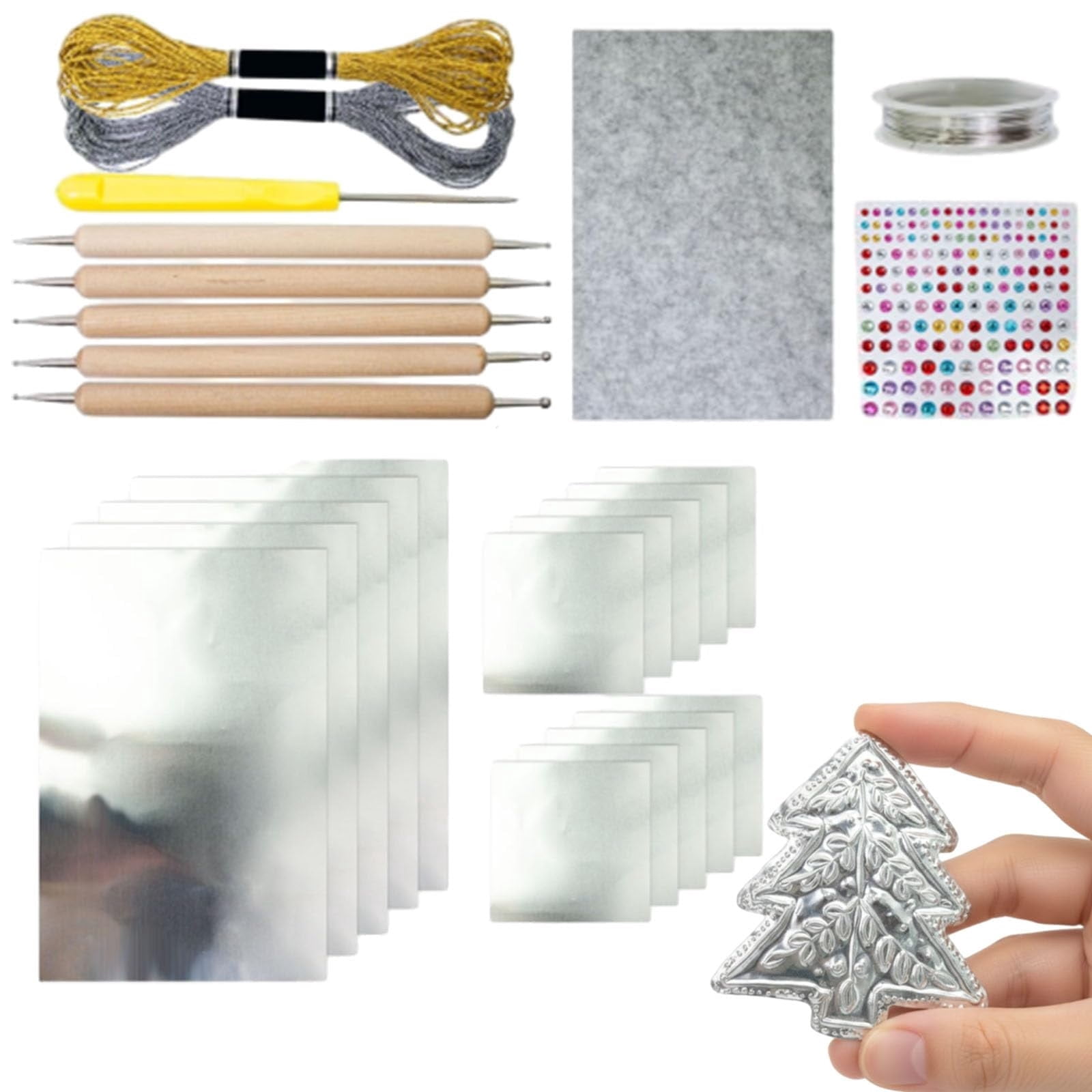 Metal Embossing Art Kit, Foil Paper Sheets Craft Set, Gold Silver ...