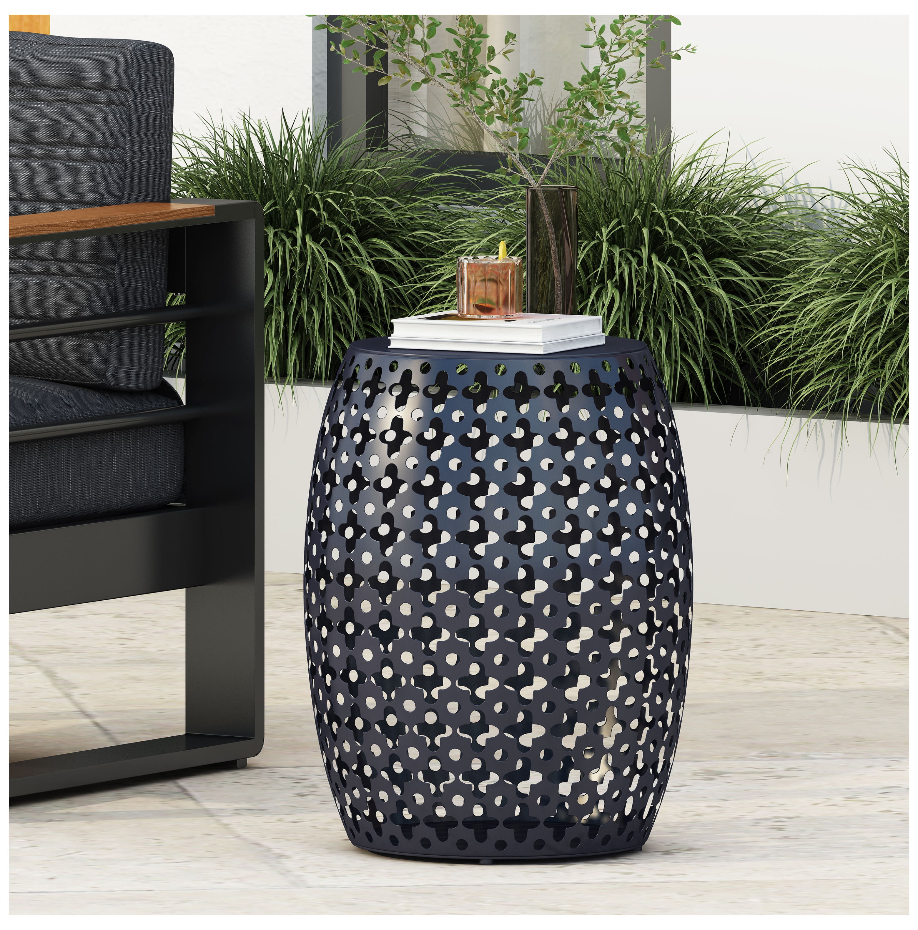 Metal End Table - Large Modern Design Living Room Side Table, 16.5" W x ...