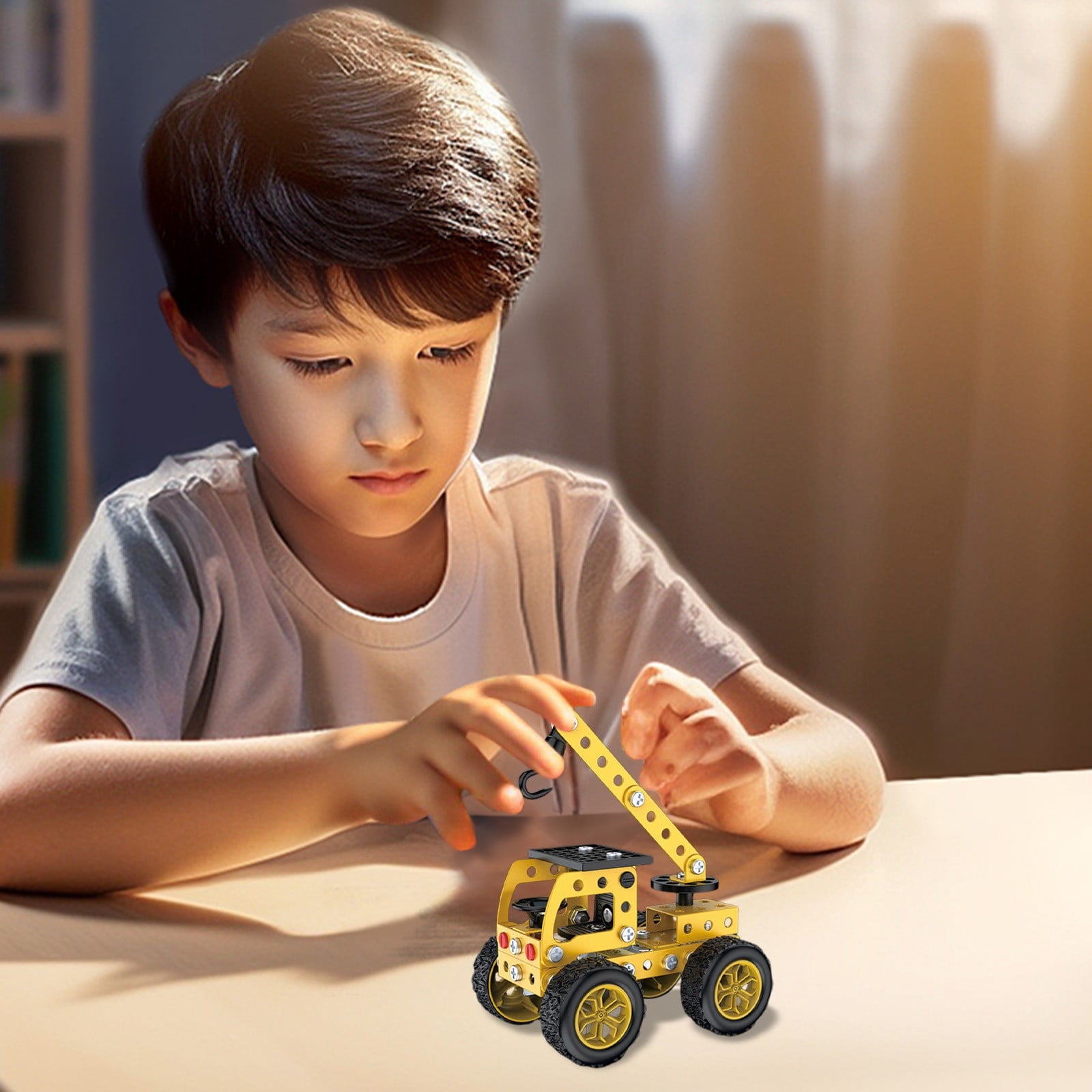 Metal Engineering Car Toy for Kids - DIY Excavator & Bulldozer Model ...