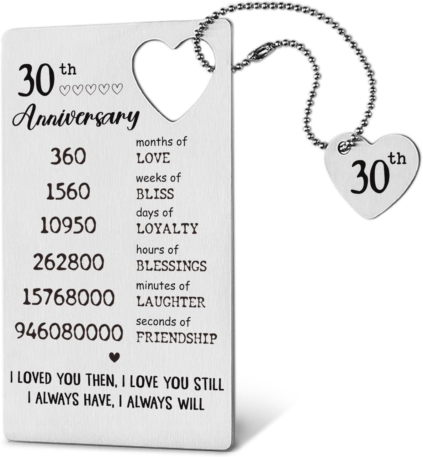 Metal Engraved 30th 30 Year Wedding Anniversary Card Gifts Engraved ...