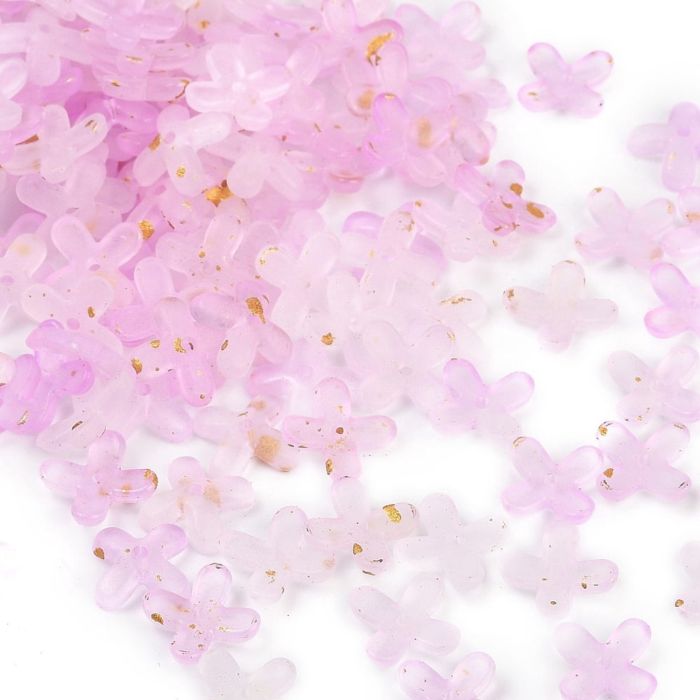 Metal Enlaced Acrylic Bead Caps Flower Orchid 11.5x11.5x3mm Hole: 1.5mm ...