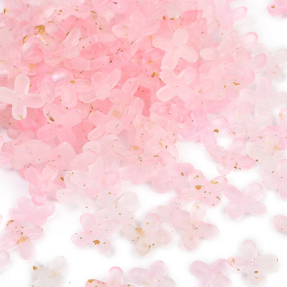 Metal Enlaced Acrylic Bead Caps Flower Pink 11.5x11.5x3mm Hole: 1.5mm ...