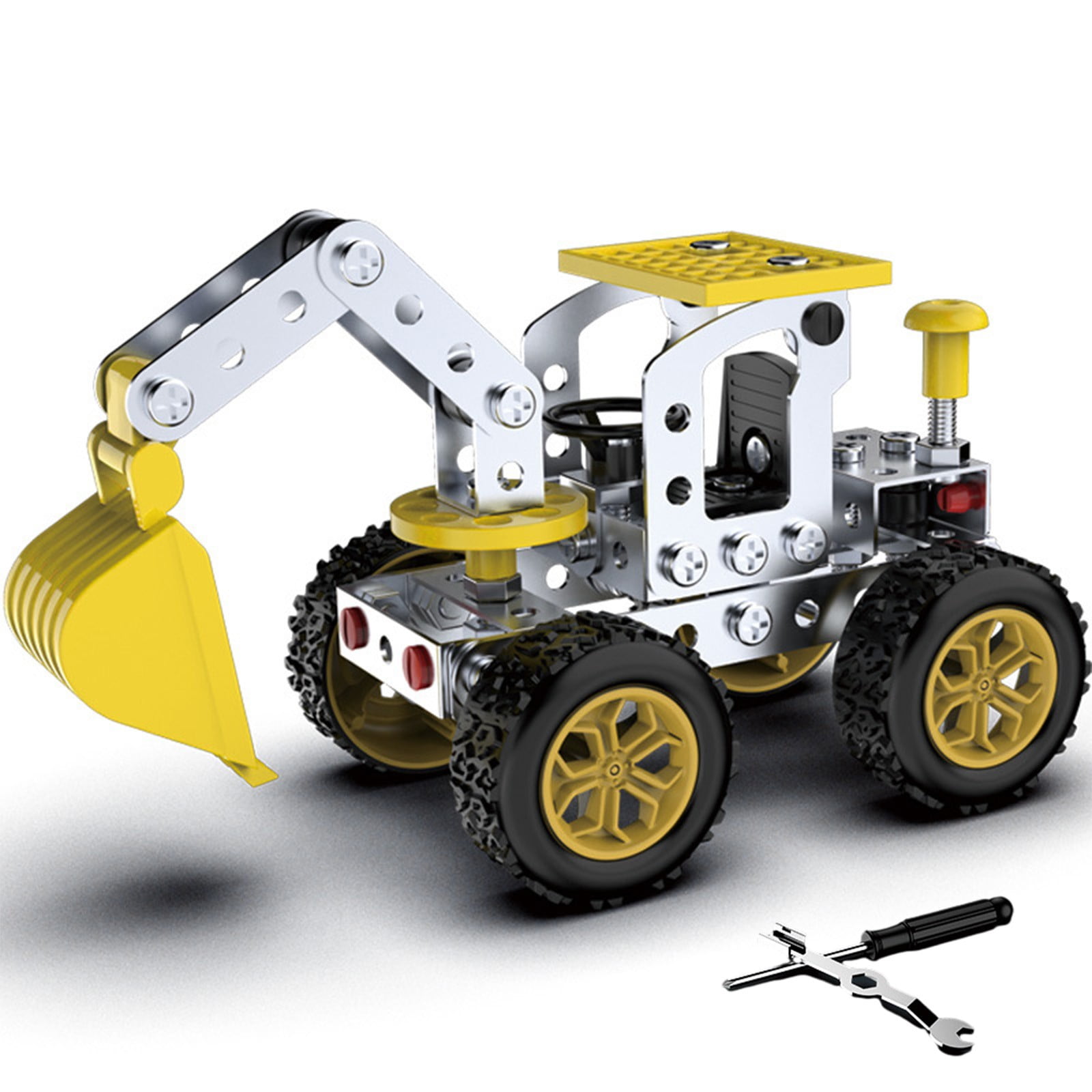 Metal Excavator Building Kit, 119-Piece Erector Set for Kids ...