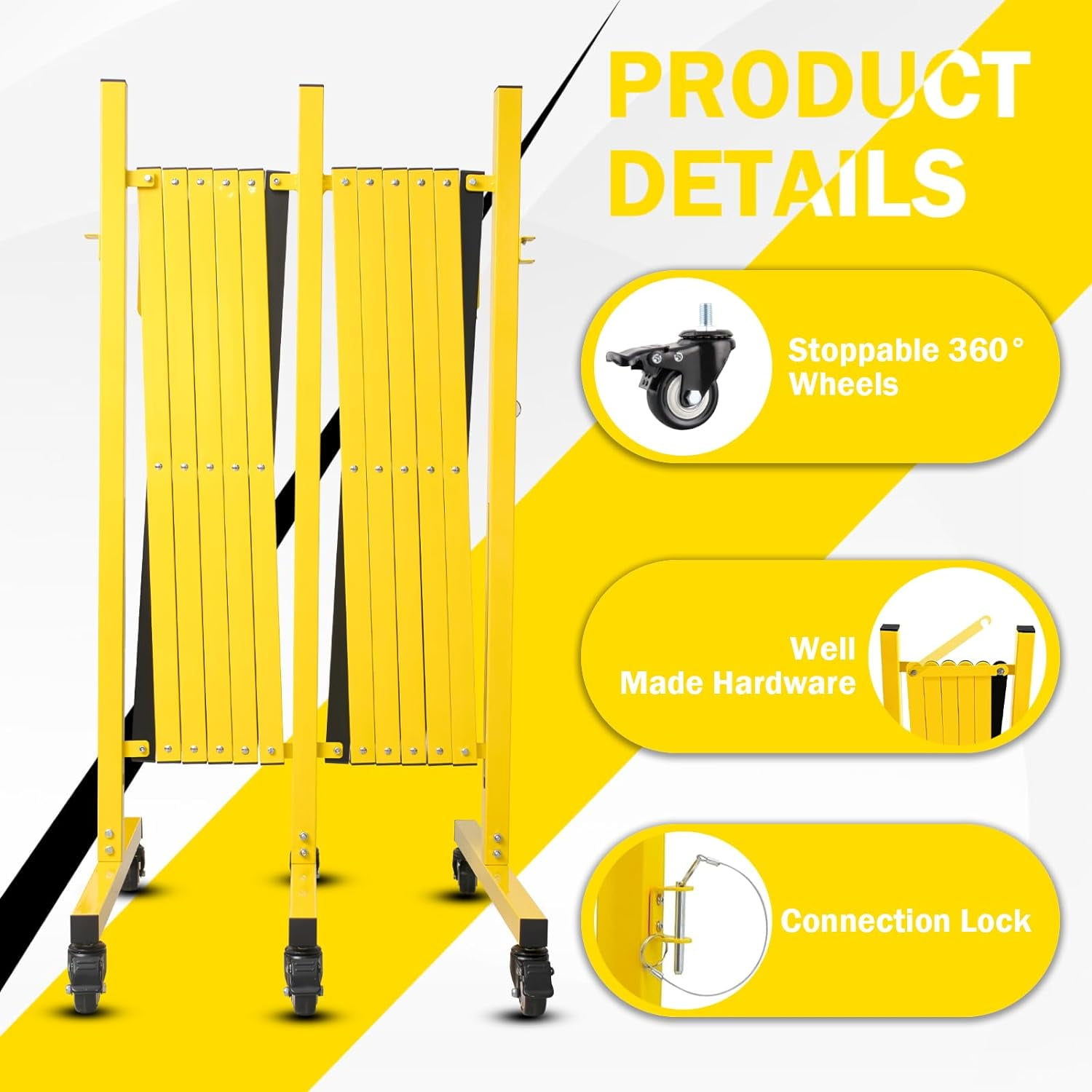 Metal Expandable Barricade, 17FT Traffic Barricade with Casters ...