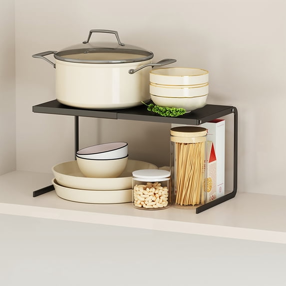 Metal Expandable Under Sink Organizer 2-Tier Adjustable Kitchen Cabinet ...