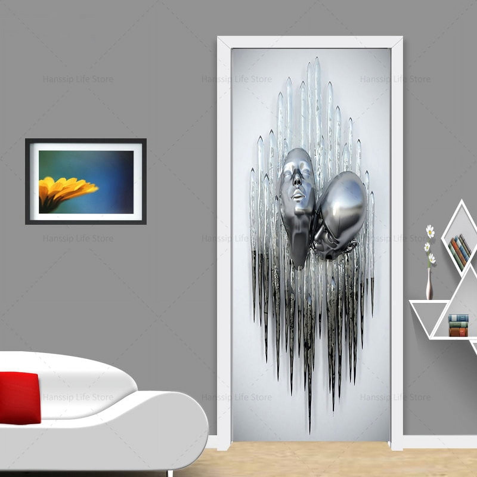 Metal Face Sculpture Art Door Stickers Modern Abstract Mannequin ...