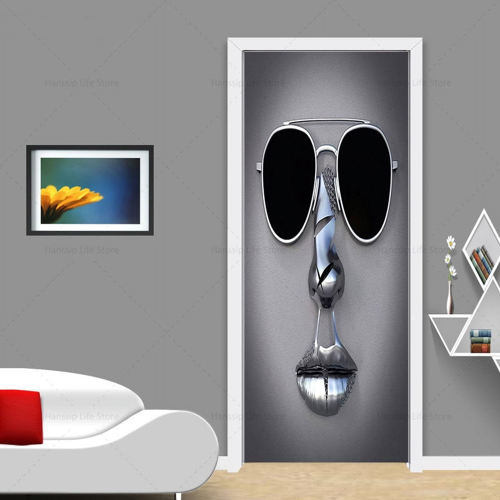 Metal Face Sculpture Art Door Stickers Modern Abstract Mannequin ...