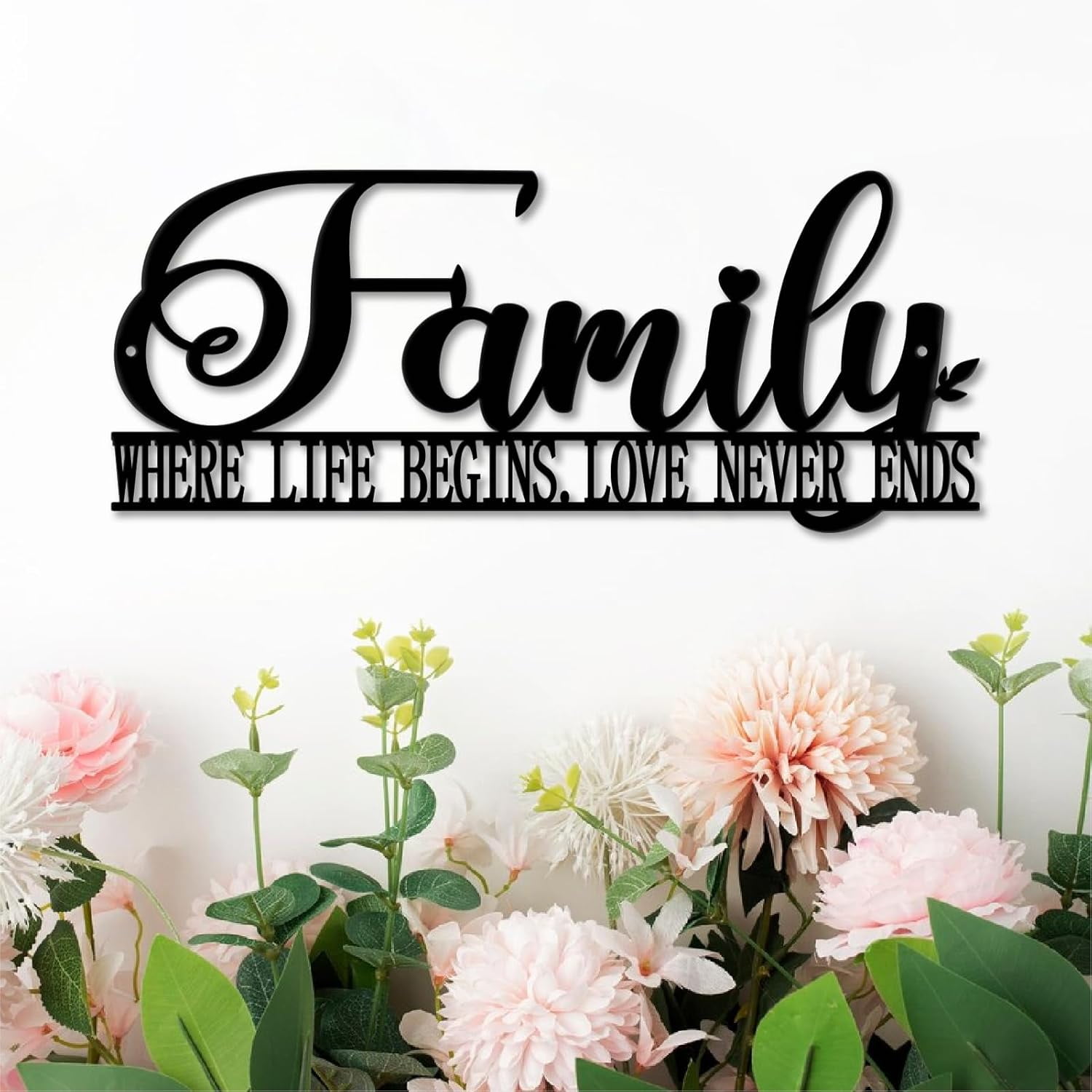 Metal Family Sign, Metal Family Wall Decor, Hanging Family Word Sign ...