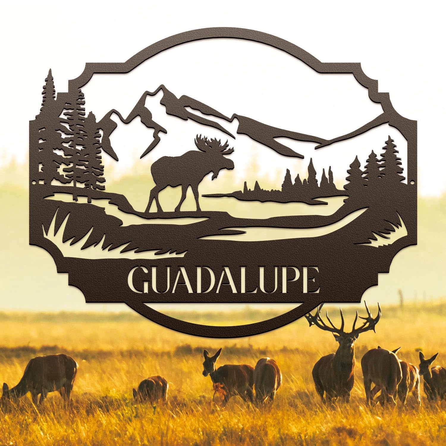 Metal Farm Sign Elk Personalized Farmhouse Name Metal Sign Decor, Farm ...