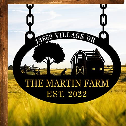 Metal Farm Sign, Personalized Farm Sign, Barn Cow Calf Chicken Tractor ...