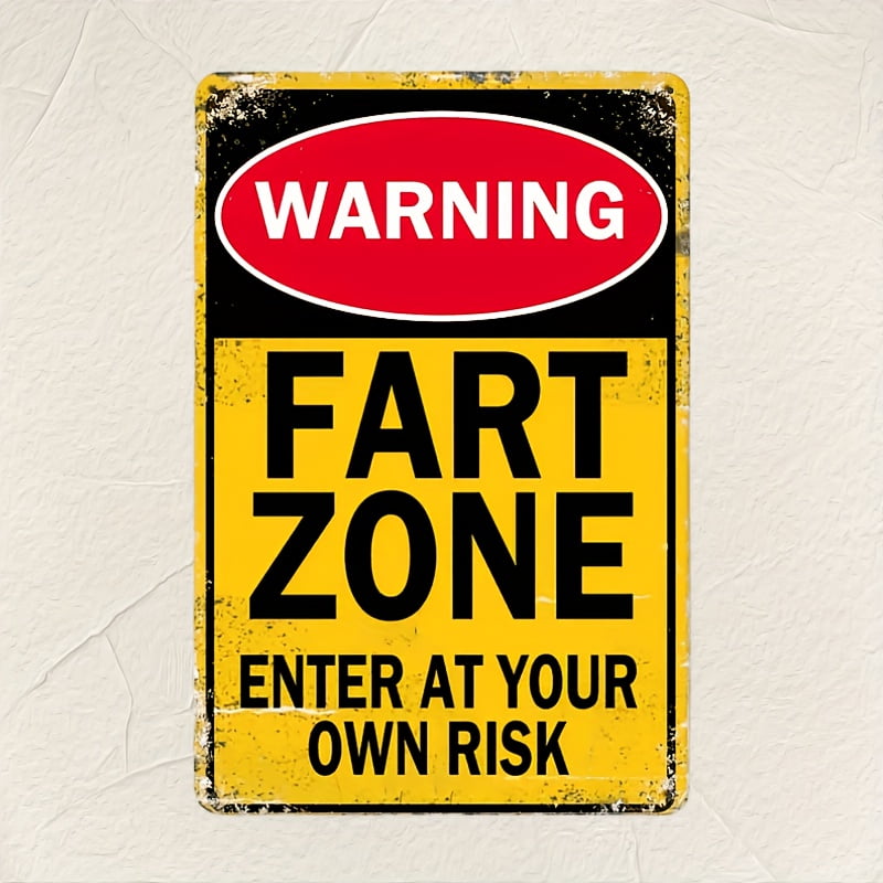 Metal Fart Zone Warning Sign Metal Tin Sign Wall Art For Home Bathroom ...
