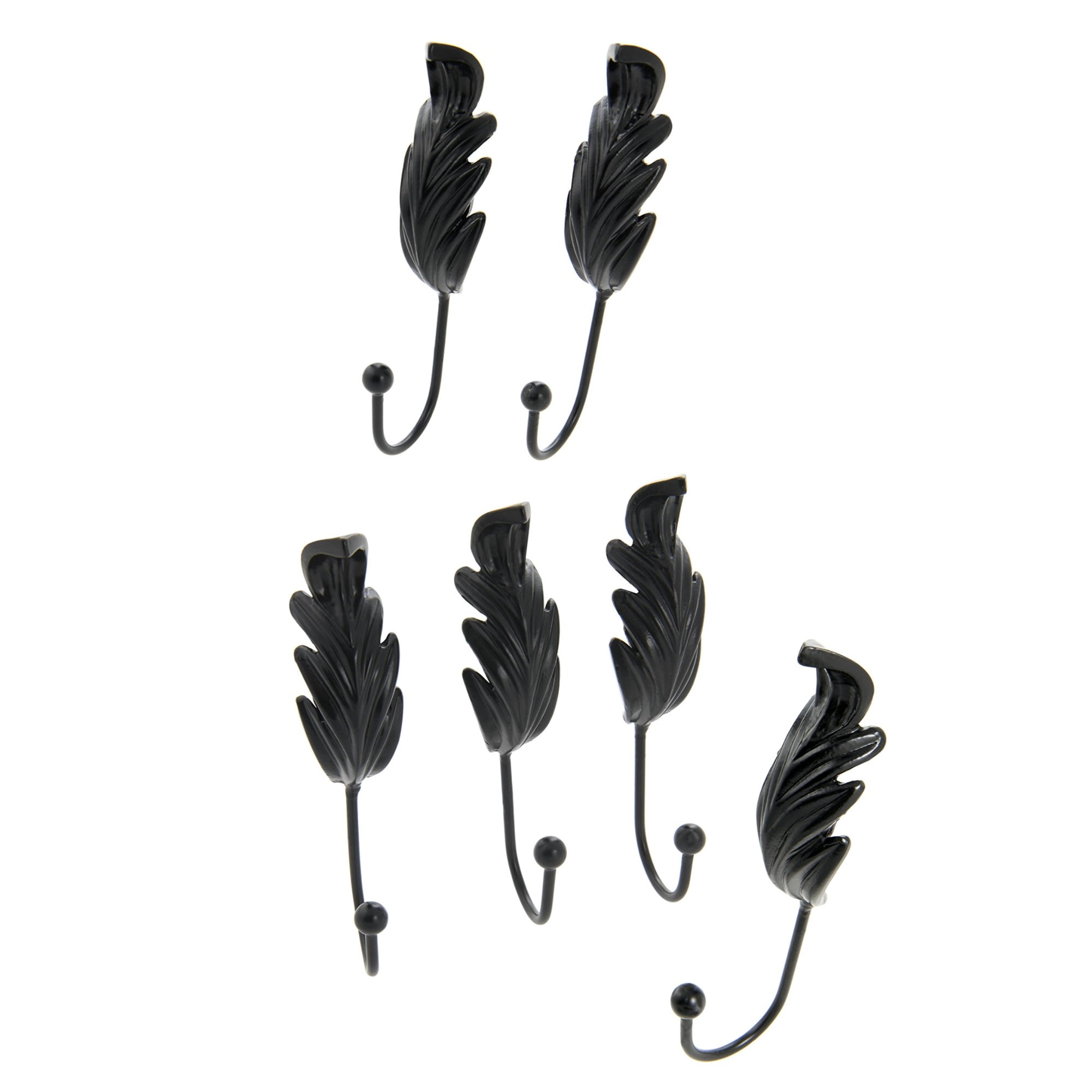 Metal Feather Wall Hook Black Set of 6 - Walmart.com