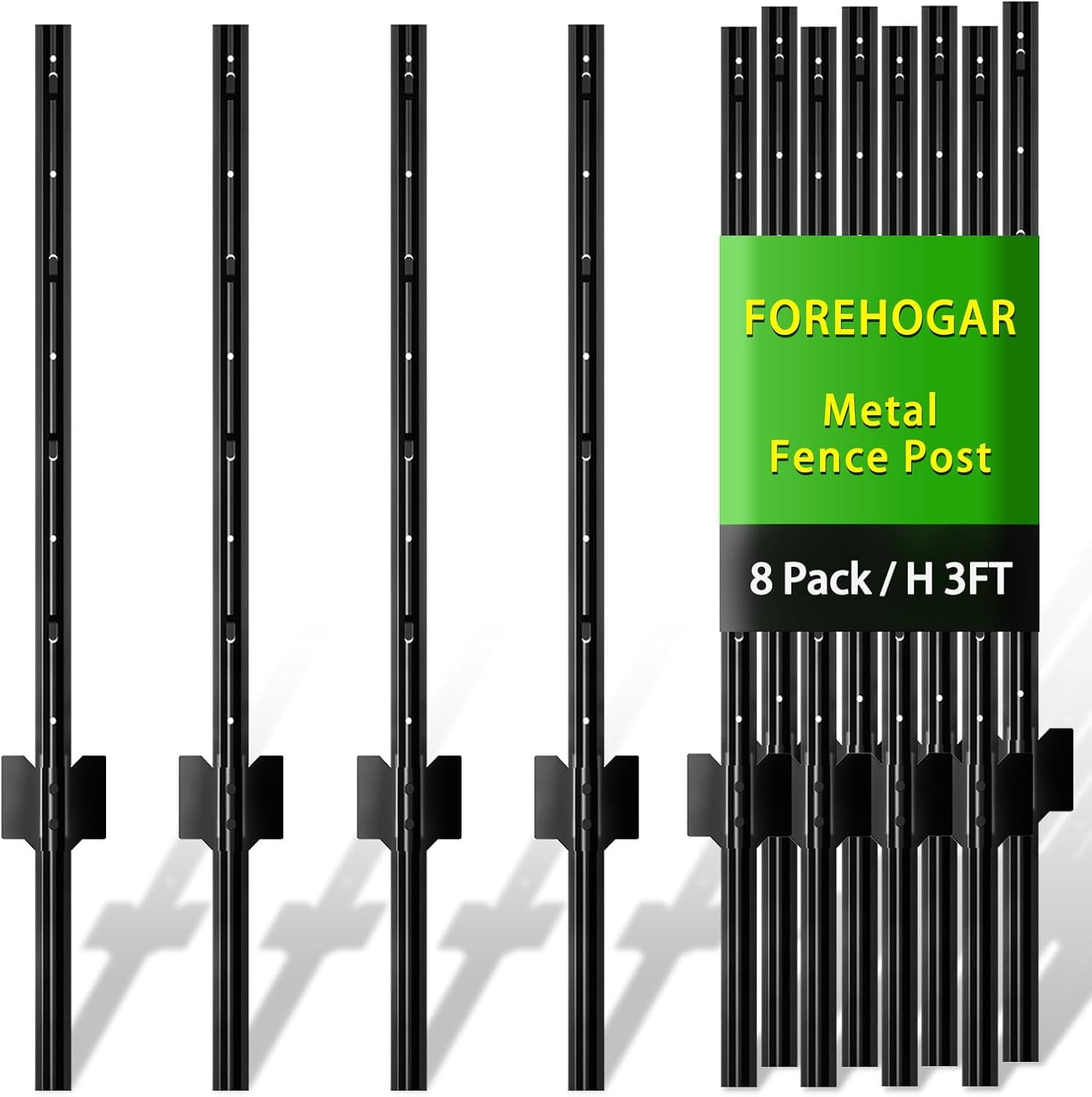 Metal Fence Post 4 Feet Black, Pack of 15, T Post for Wire Fence, No ...