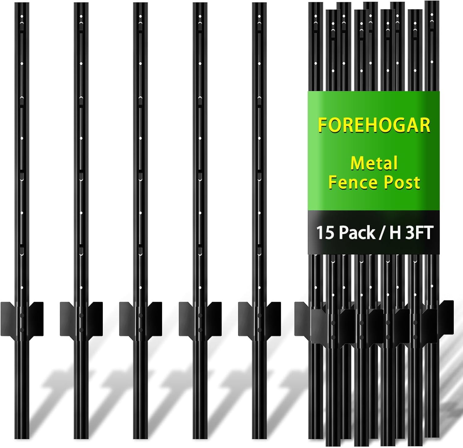 Metal Fence Post Black 4.8 feet, Pack of 8, T Posts for Wire Fence, No ...