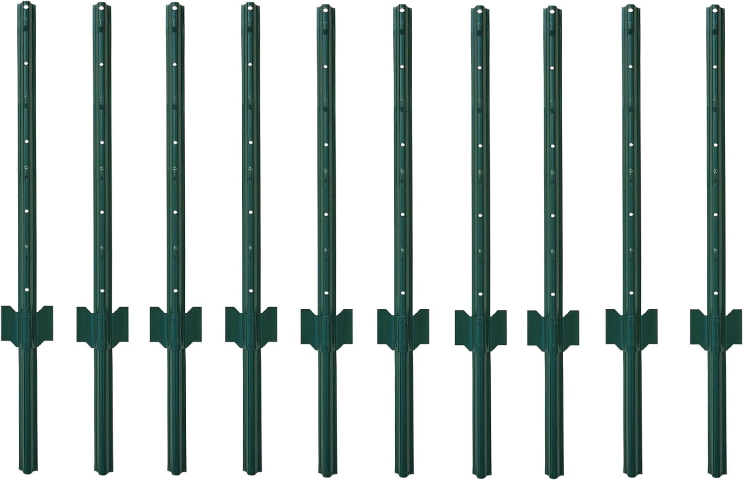 Metal Fence Post Wide Fence U Post Green 7 Feet, Pack of 5, for Garden ...