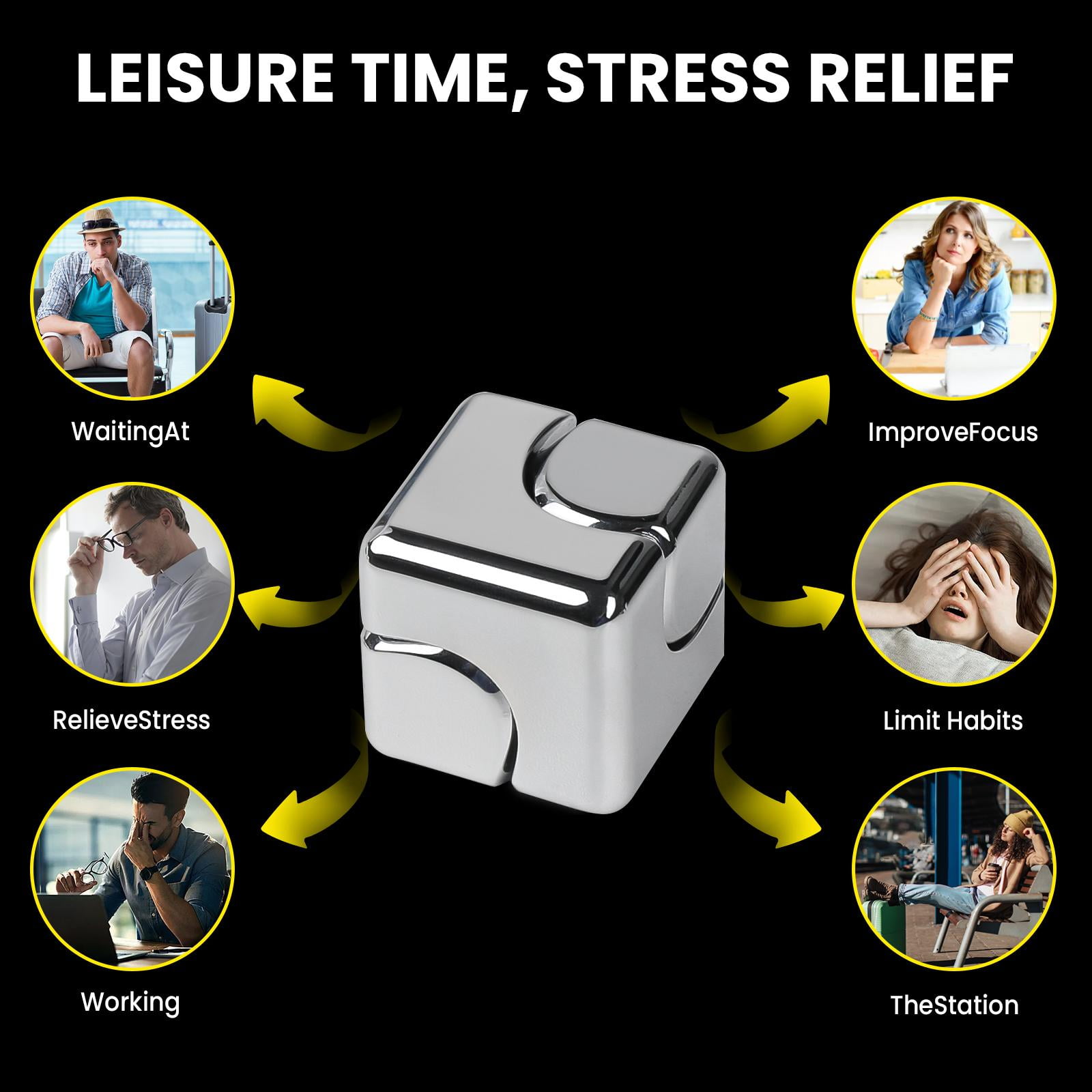 Metal Fidget Spinner Cube & Slider - Cool Desk Gadgets for Adults ...