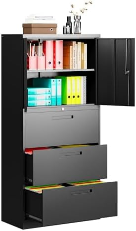 Metal File Cabinet, 3 Drawer File Cabinet with Lock, Lateral Filing ...