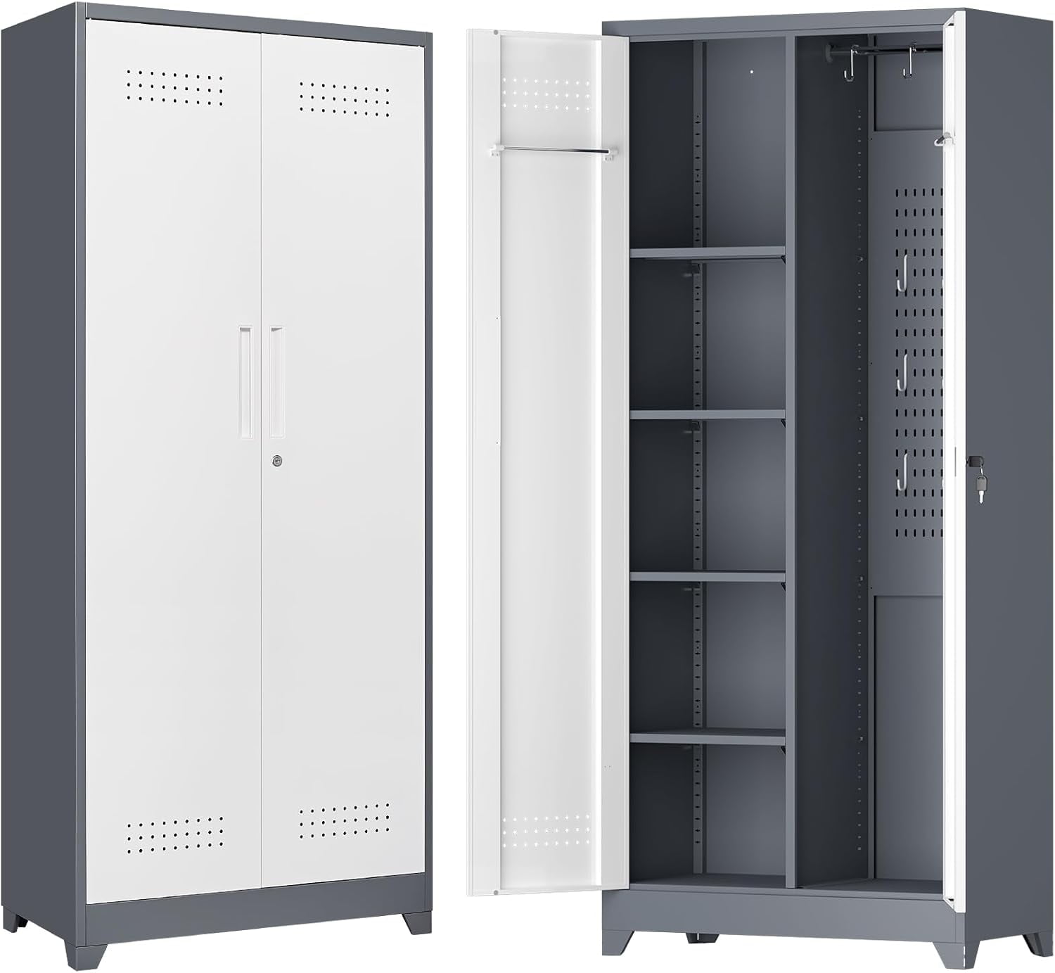 Metal File Cabinet with Doors and Shelves, Tall Storage Cabinet with ...