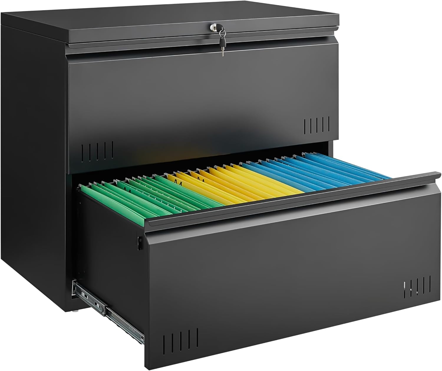 Metal File Cabinet with Lock, 2 Drawer Lateral File Cabinets for Home ...