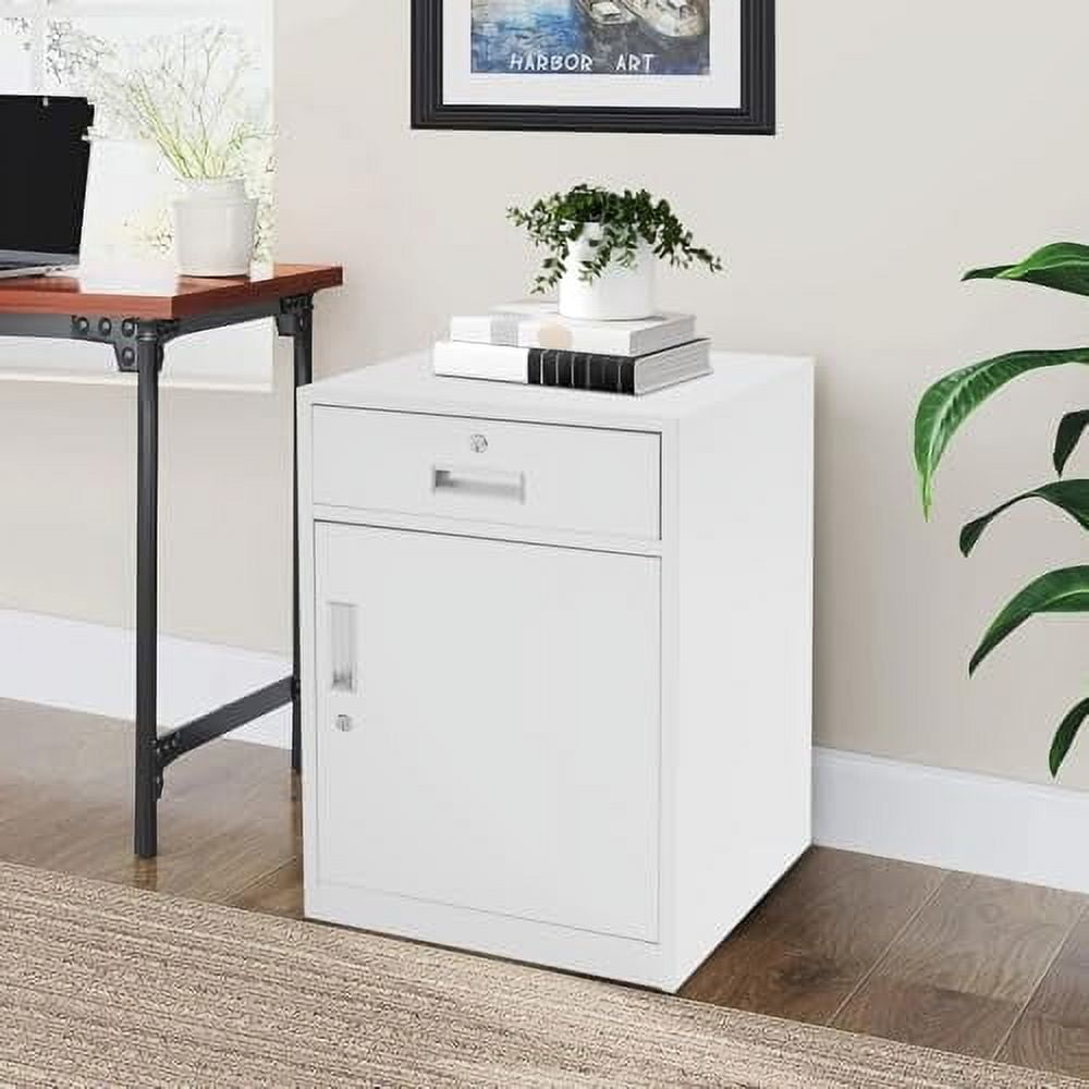 Metal File Cabinet with Lock, Under Desk Storage Cabinet Printer Stand ...