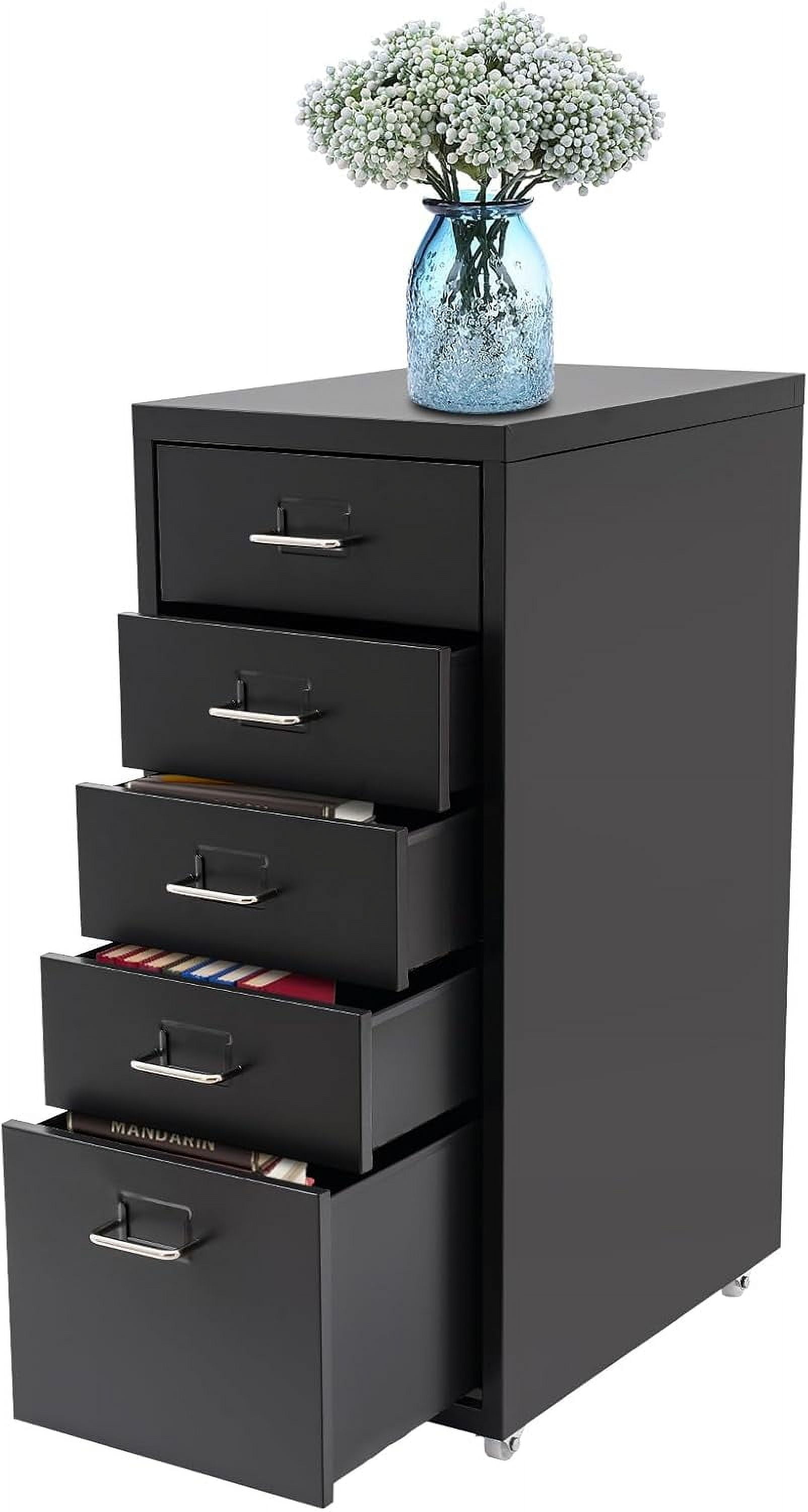 Metal File Storage Cabinet, 5 Drawer Under Desk Filing Cabinets with ...