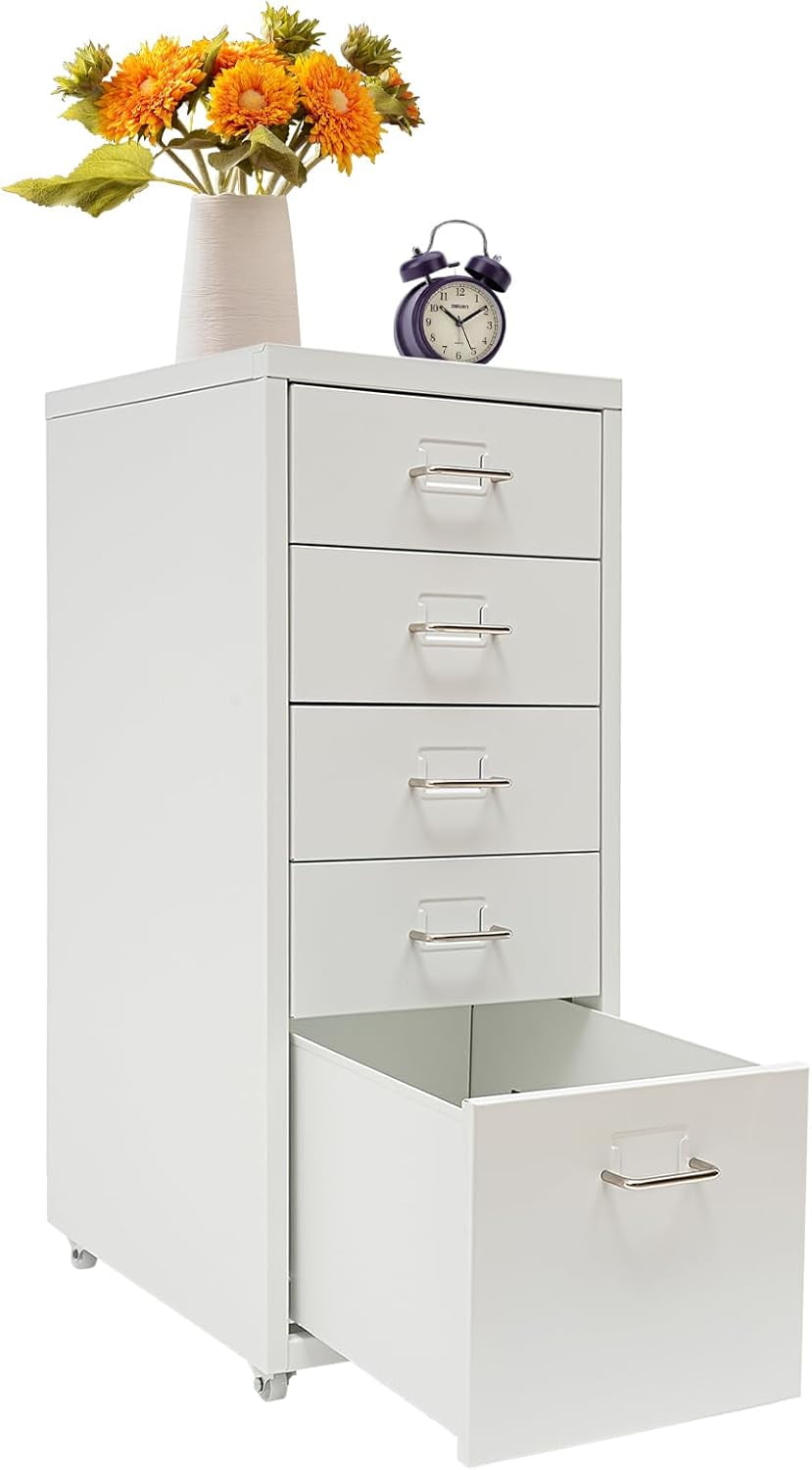Metal File Storage Cabinet 5 Drawer Under Filing Cabinets with Wheels ...