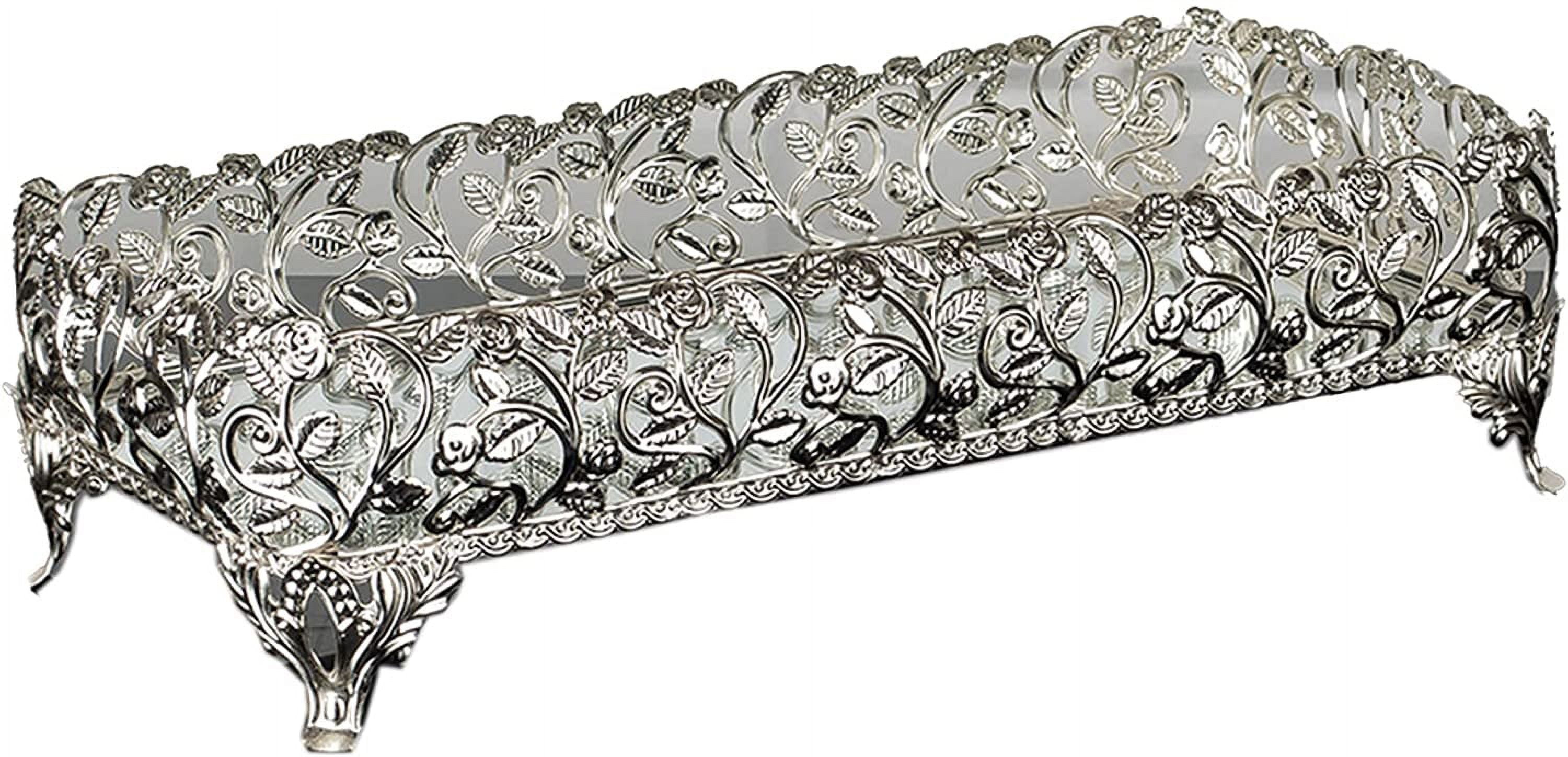 Metal Filigree Mirrored Tray for Gift, Handmade Fancy Perfume Trays for ...