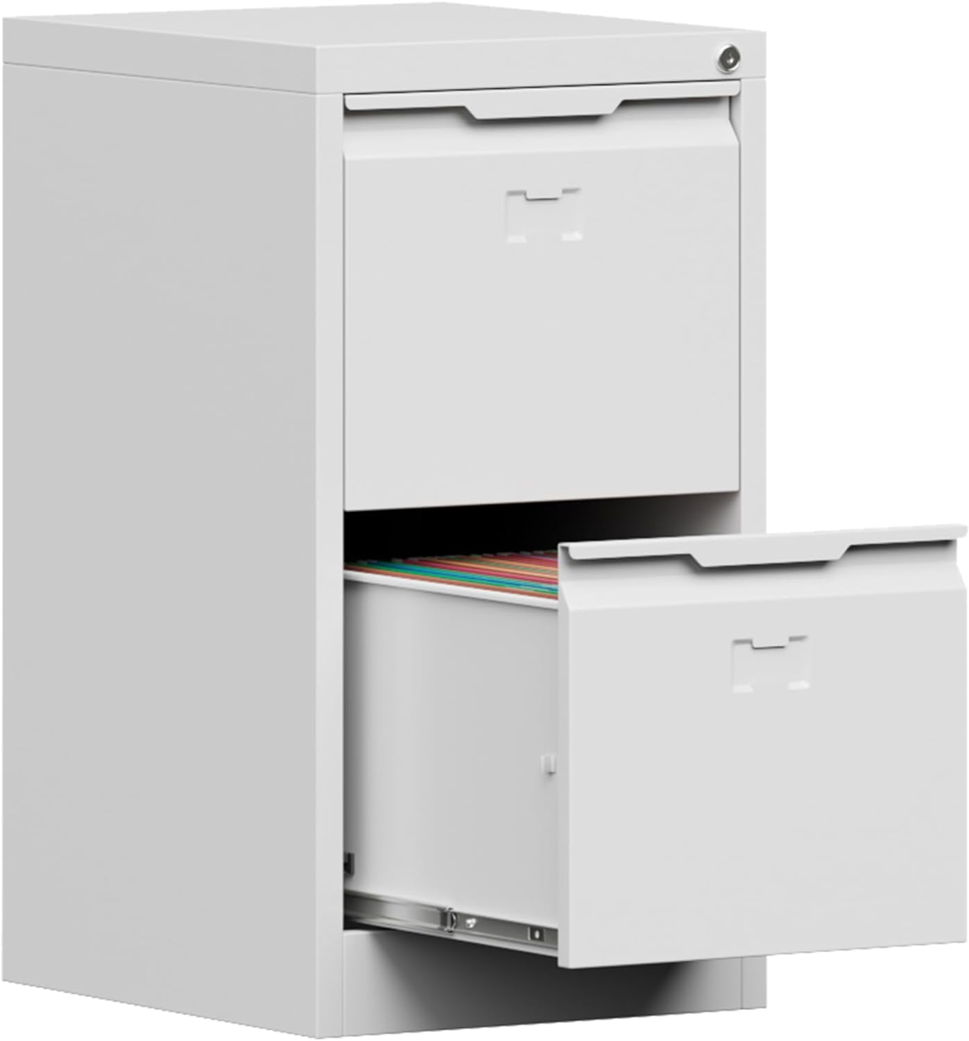 Metal Filing Cabinet with Lock,Vertical File Cabinet 2 Drawer,White ...