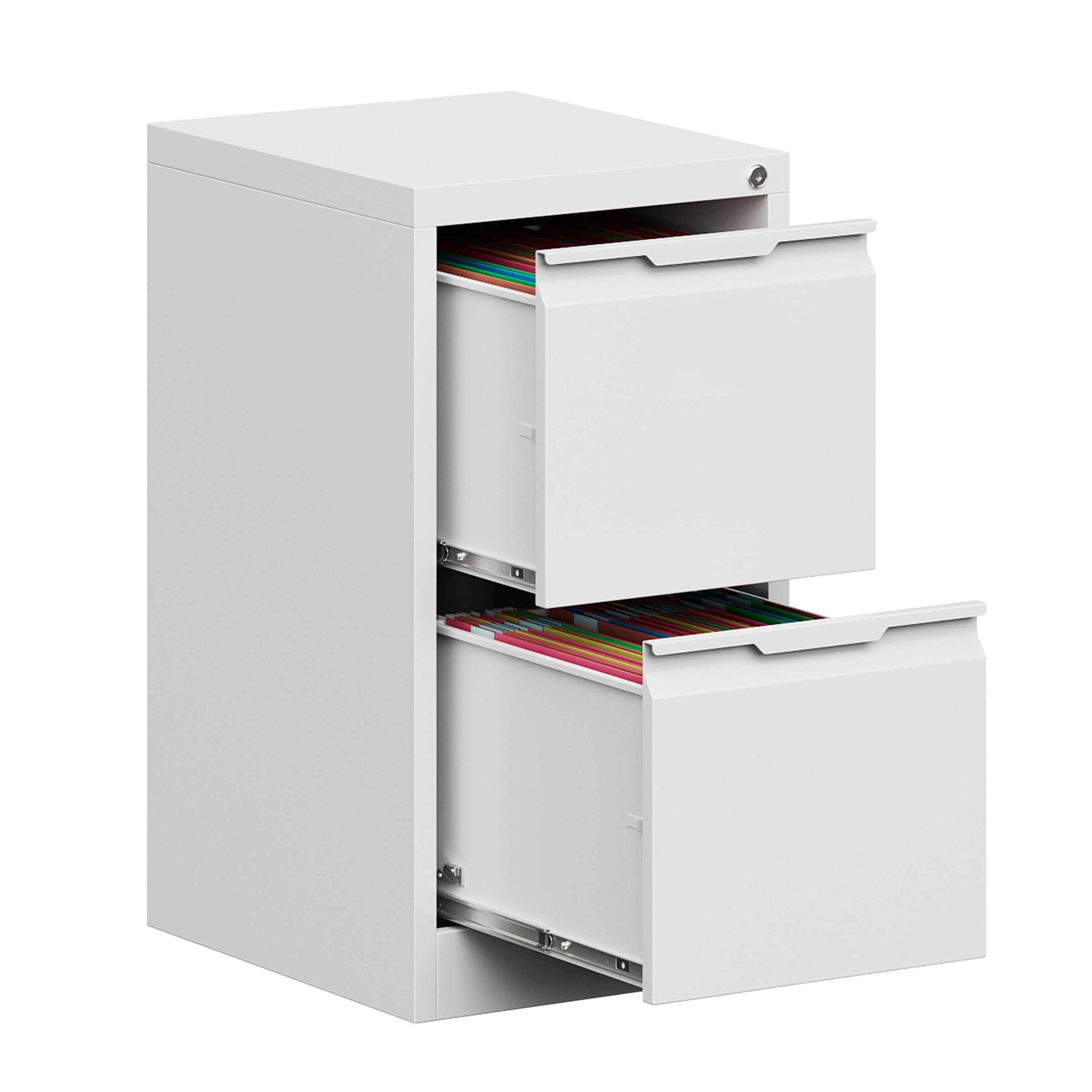 Metal Filing Cabinet with Lock,Vertical File Cabinet 2 Drawer,White ...