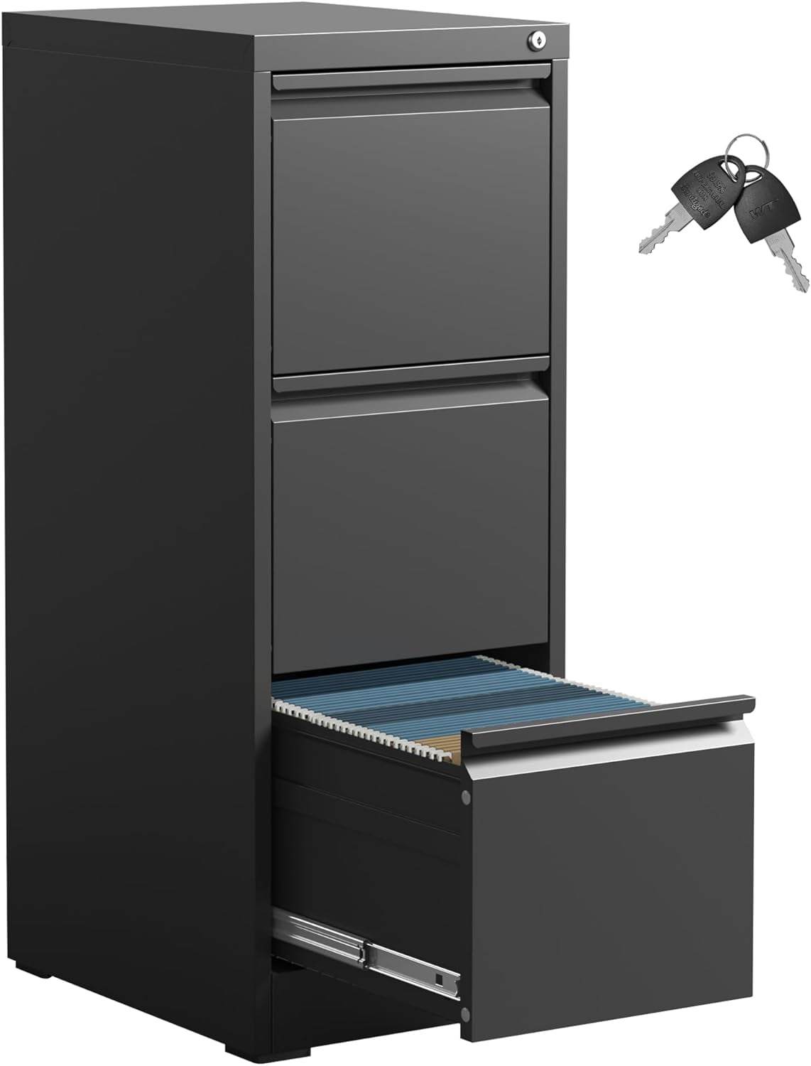 Metal Filing Cabinets for Home Office, Steel Vertical File Cabinet with ...