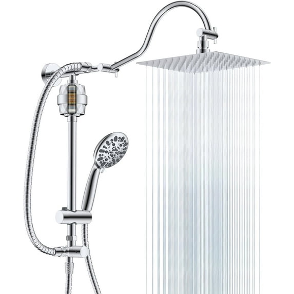 Metal Filtered Rainfall Shower Head Pressure Easy Reach Shower Head ...