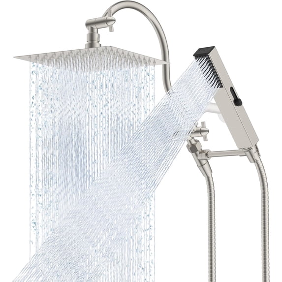 All Metal Filtered Rainfall Shower Head Pressure Handheld Shower Wand ...