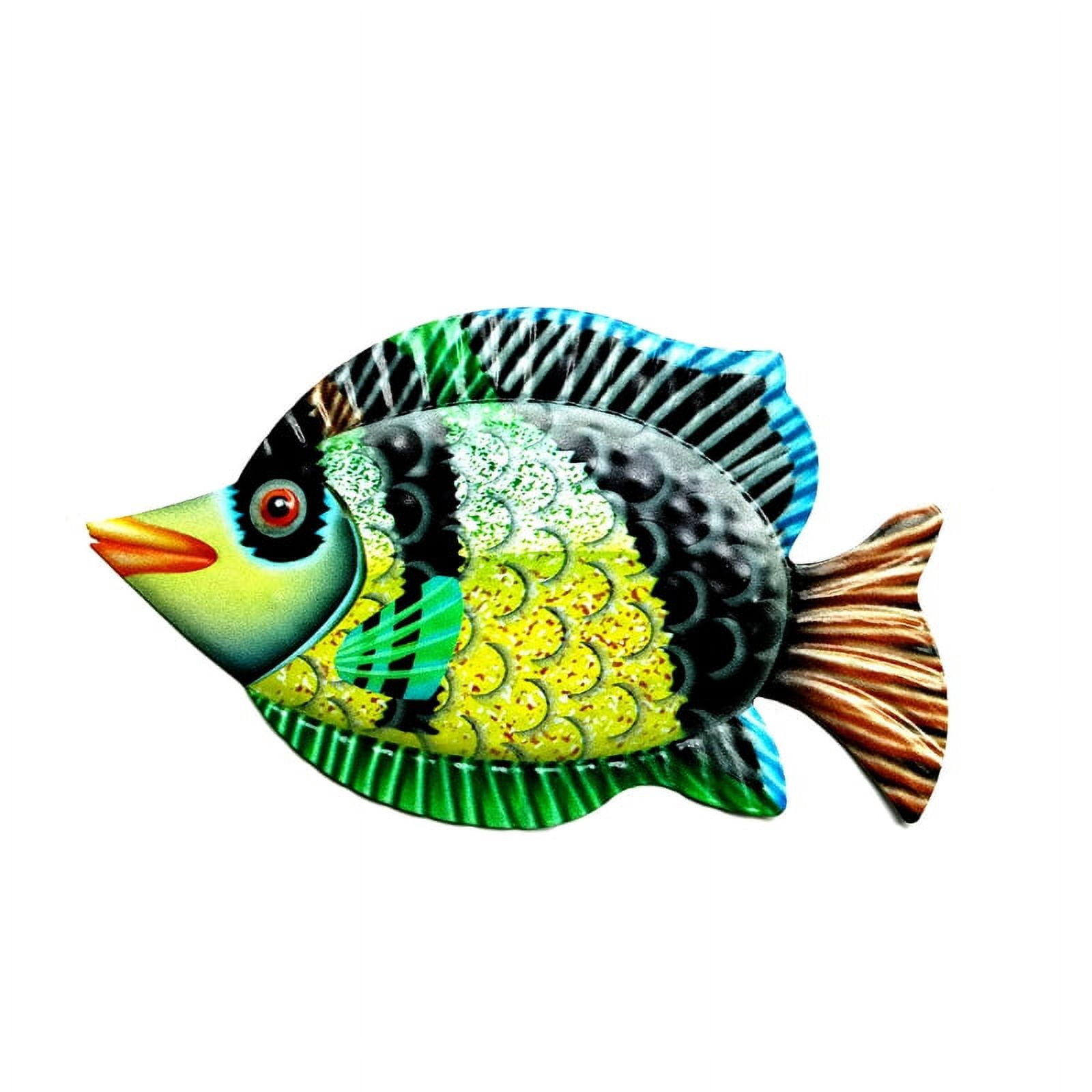 Metal Fish Wall Art Decor Colorful Iron Sea Life Sculpture Garden ...