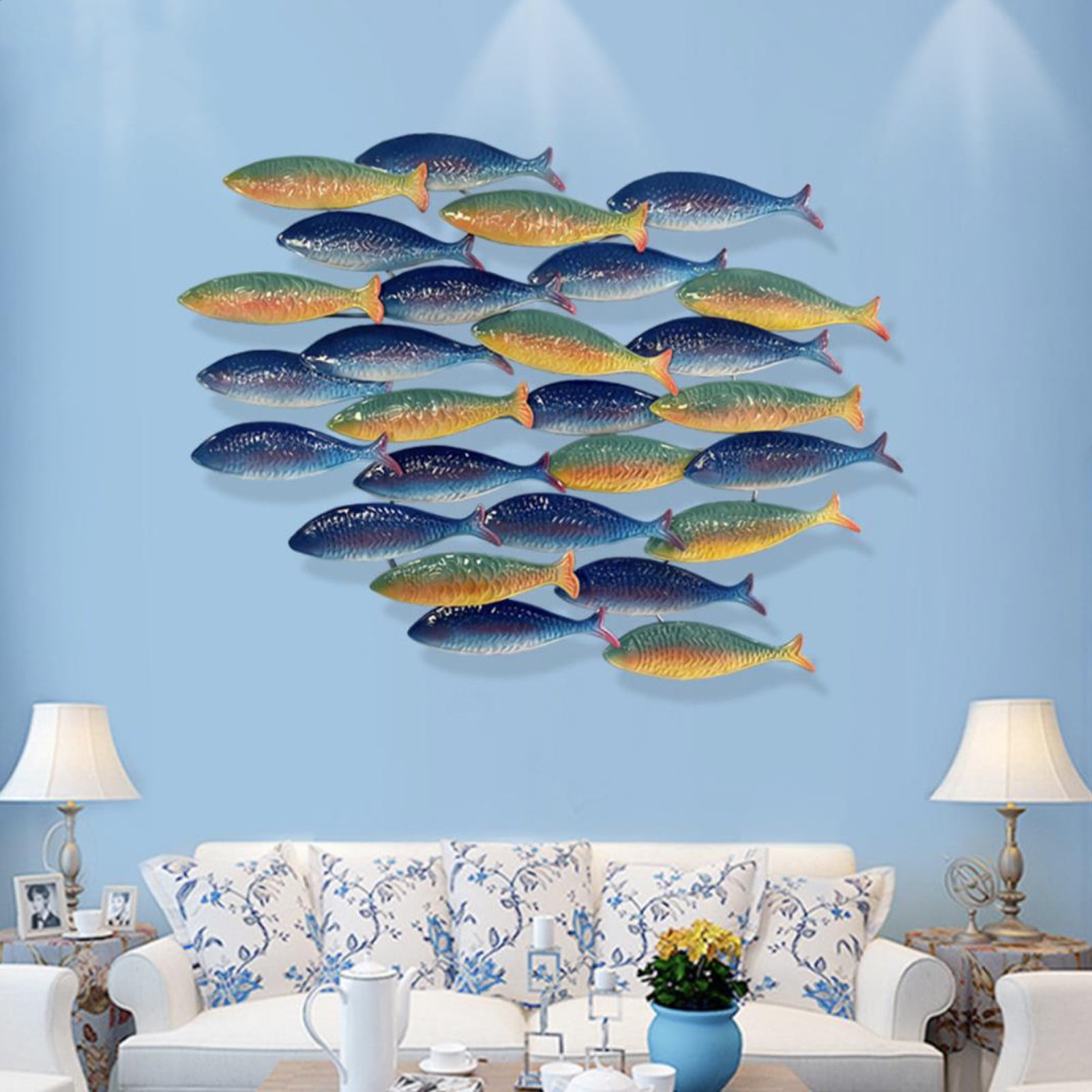 Metal Fish Wall Decor,3D Wall Art Large Metal Wall Sculpture Home Decor ...