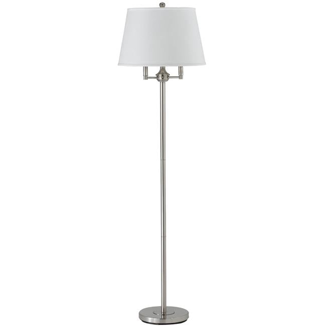 Metal Floor Lamp with Tapered Drum Shade & Stalk Support, Silver ...