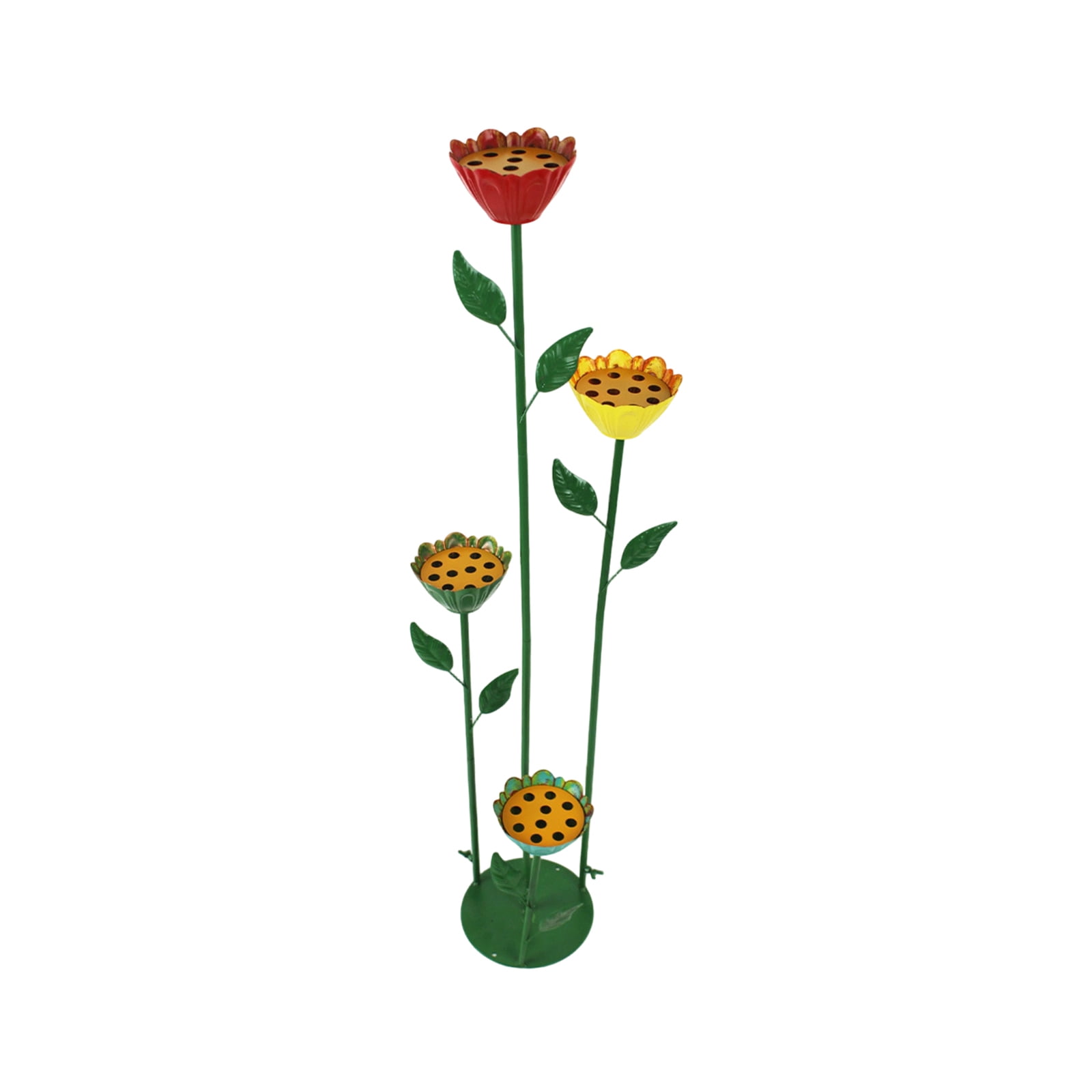 Metal Flower Bird Feeder Stakes – Hand-Painted Standing Bird Bath for ...