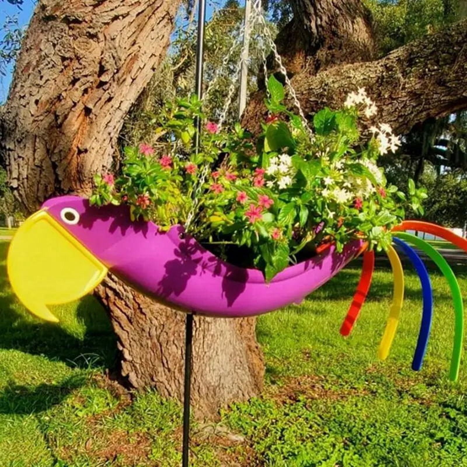 Metal Flower Pot Exquisite Flying Bird Shape Colorful Parrot Flower Pot ...