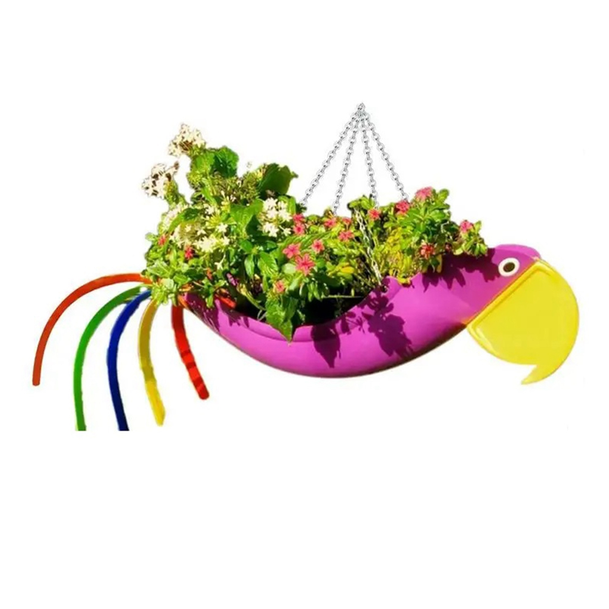 Metal Flower Pot Exquisite Flying Bird Shape Colorful Parrot Hanging ...