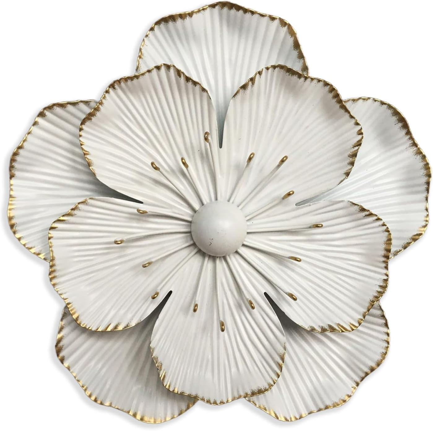 Metal Flower Wall Art Decor, 9" Rustic Modern Floral Sculpture ...