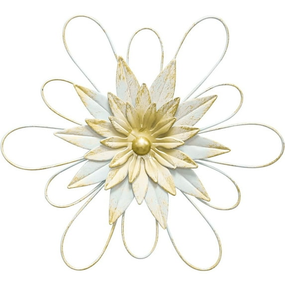 Metal Flower Wall Decor - 13" Metal Floral Wall Decoration for Bedroom ...