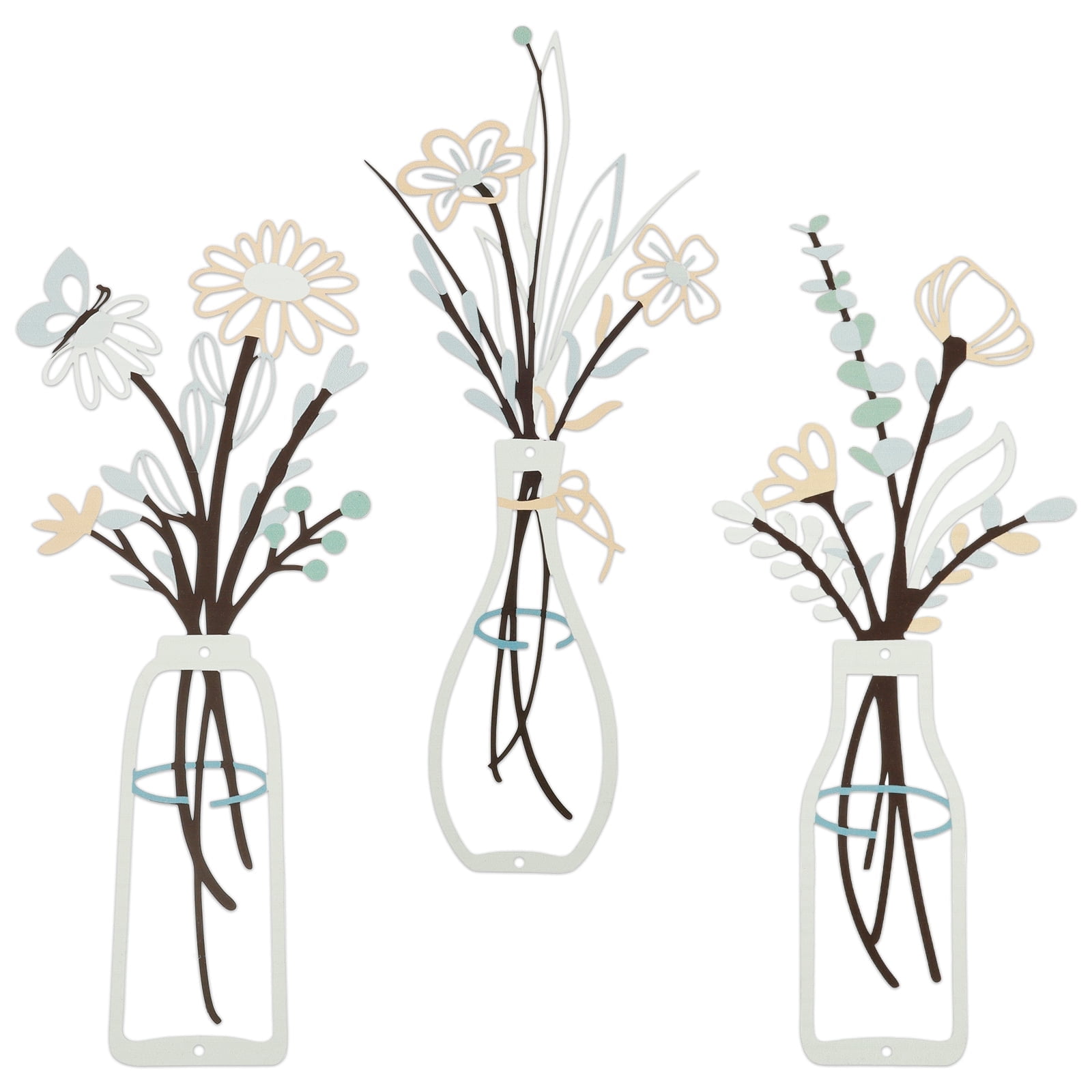 Metal Flowers Wall Arts Metal Vase Wall Art,Rustic Farmhouse Decor ...