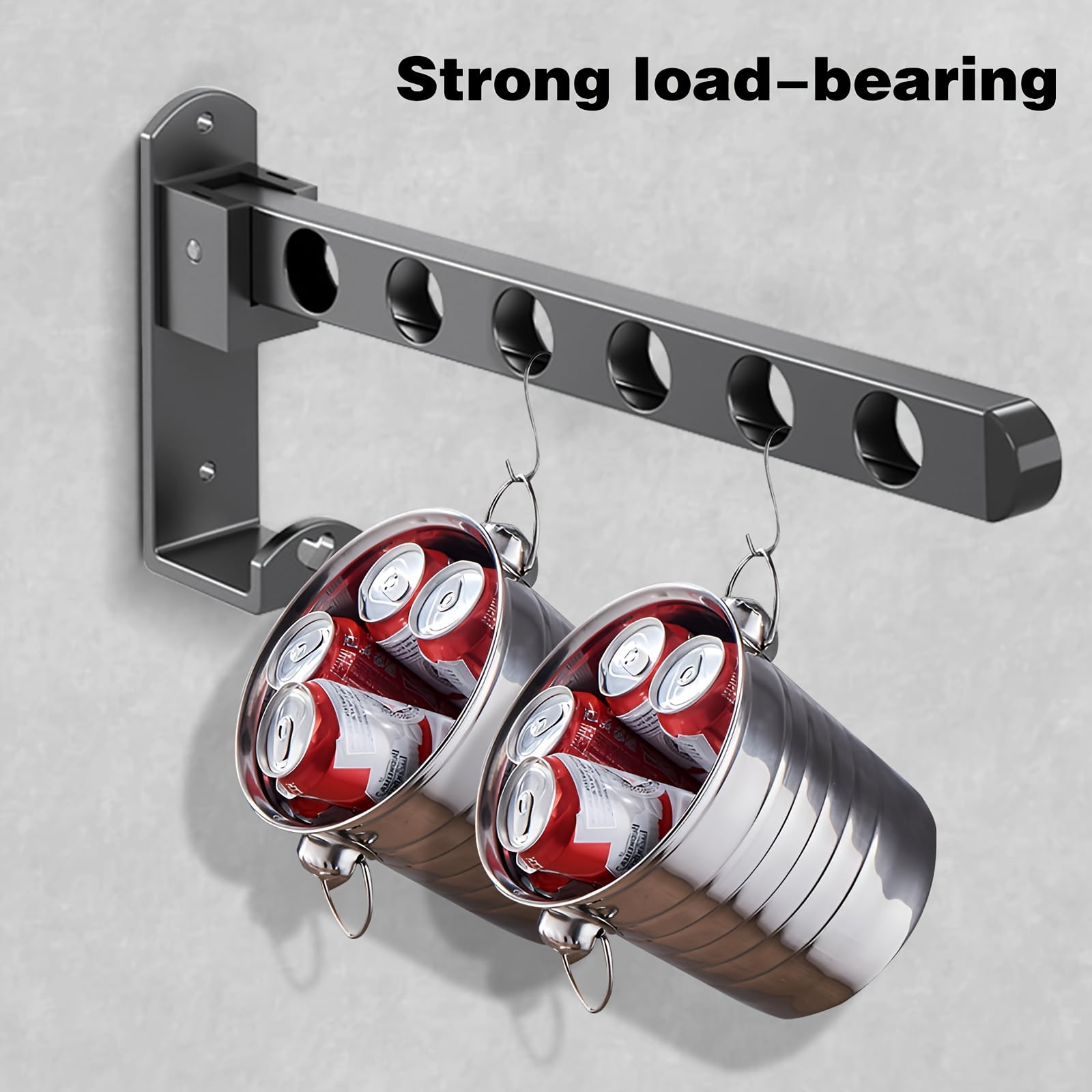 Metal Foldable Coat Rack – 1-Pack Wall-Mounted 6-Hook Clothes Hanger ...